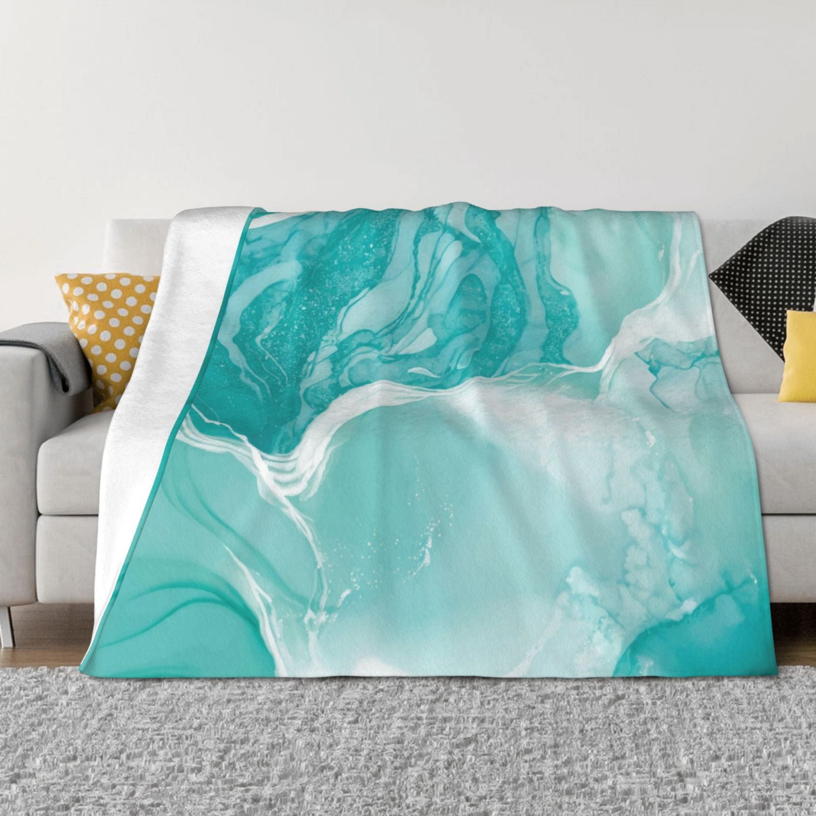 Naloa Teal Turquoise 1 Flannel Blankets - Thick and Warm Blanket for ...