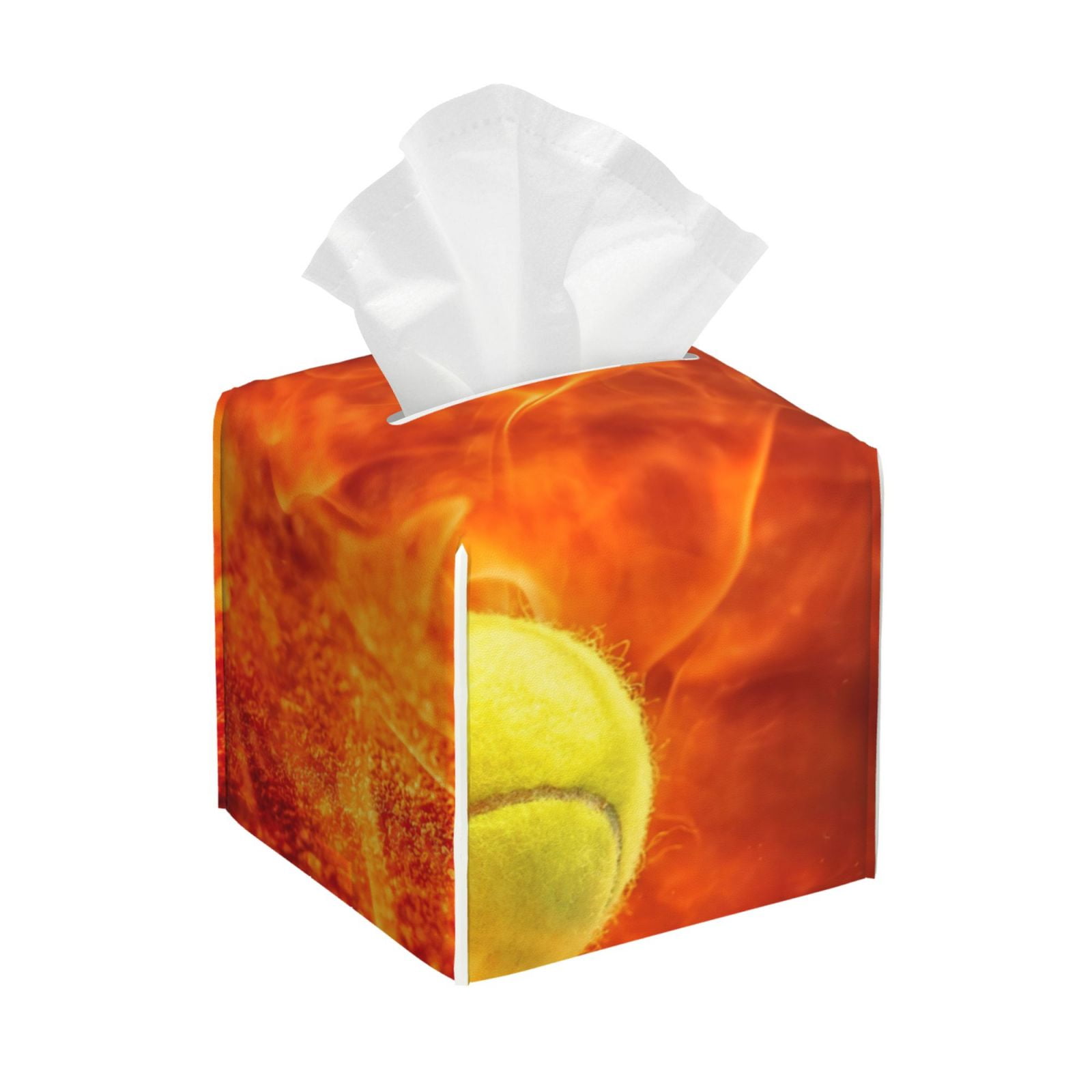 Naloa Tennis Ball In Fire Tissue Box Cover Leather Tissue Holder Square ...