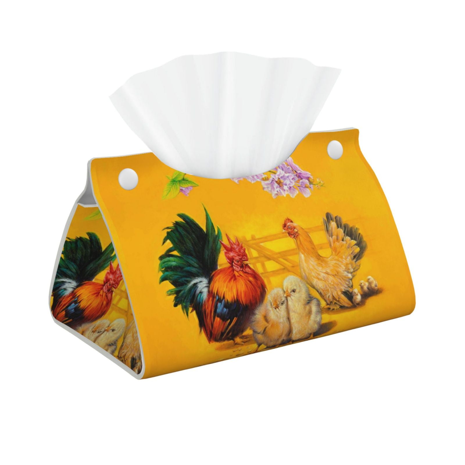 Naloa The Chicken Family Print Leather Tissue Box Cover Rectangle ...