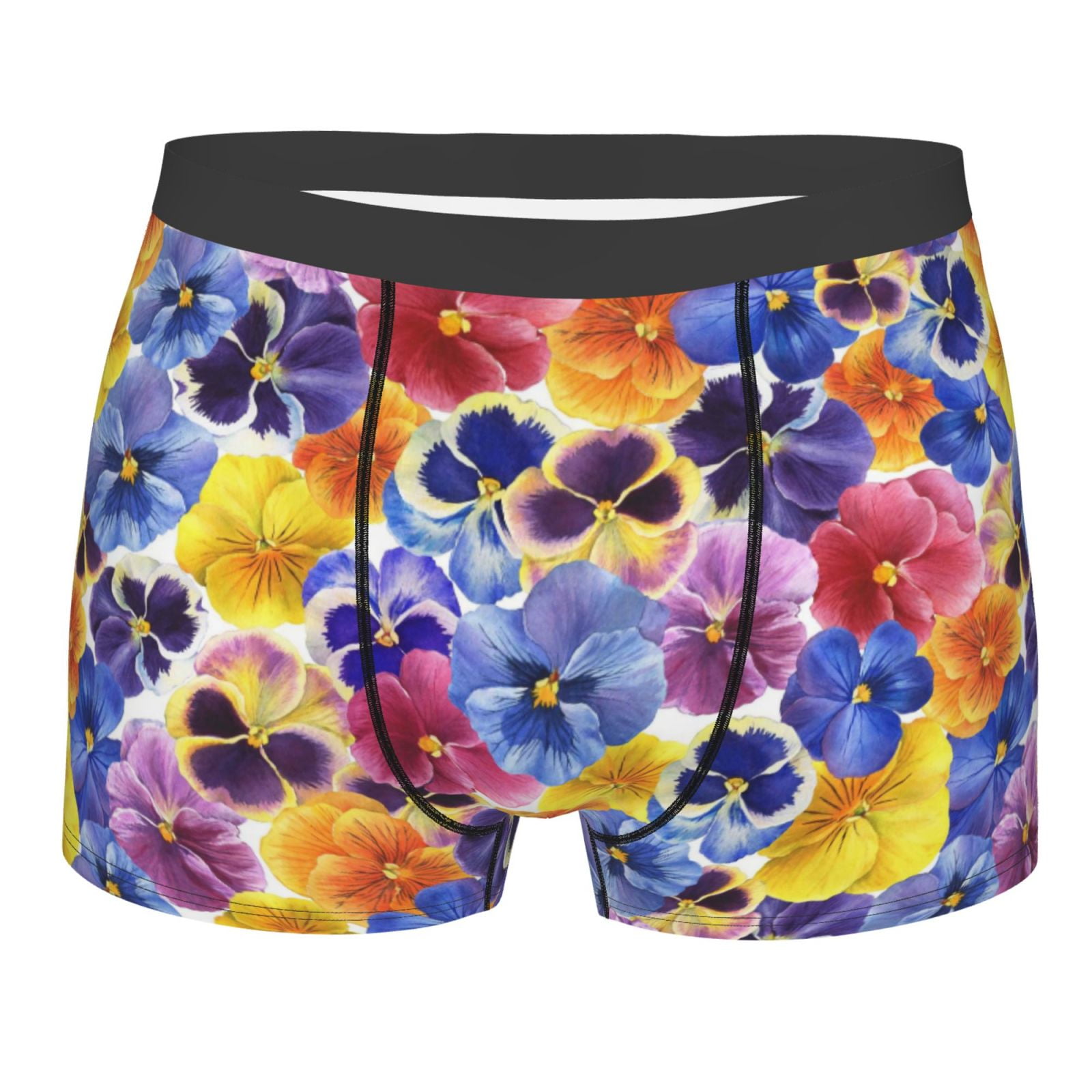 Naloa The Garden Tricolor Pansy Flower Print Mens Underwear - Boxers ...