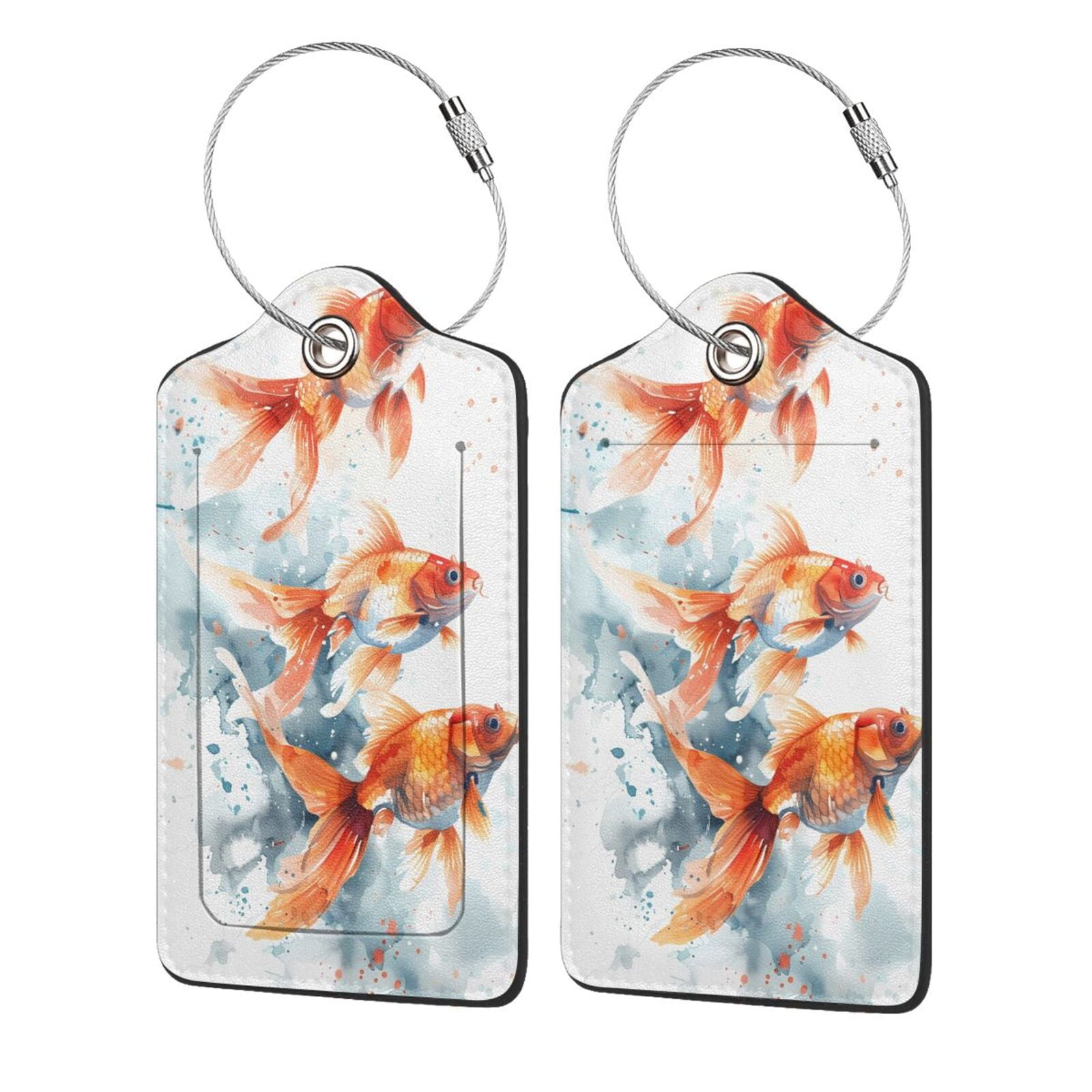 Naloa Three Goldfish Watercolor Splash Luggage Tag for Suitcase Leather ...