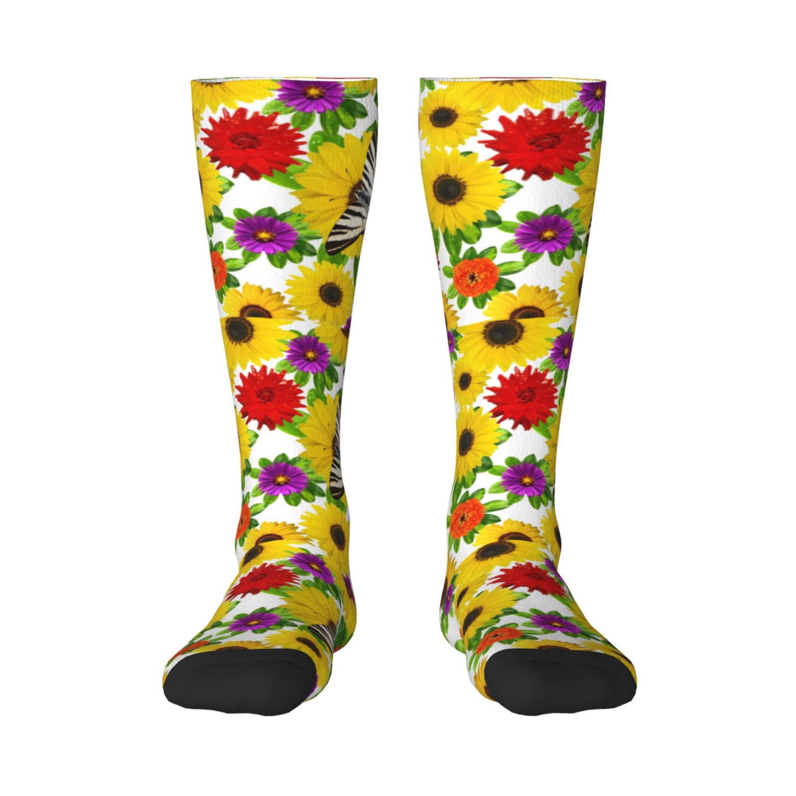 Naloa Tiger Swallowtail On Flowers Knee Socks, High Socks Long Stretchy ...