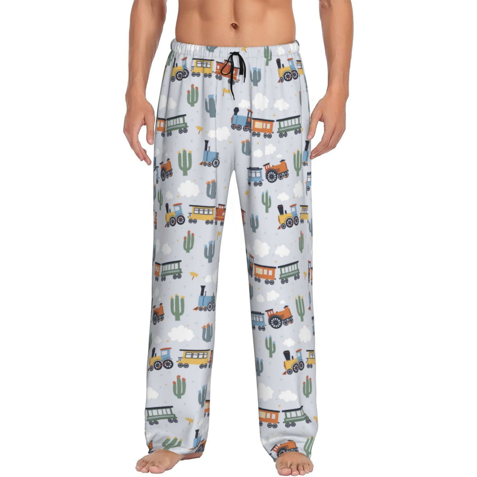 Naloa Trains And Cactuse Pajama Pants Men, PJ Bottoms, Sleep & Lounge ...
