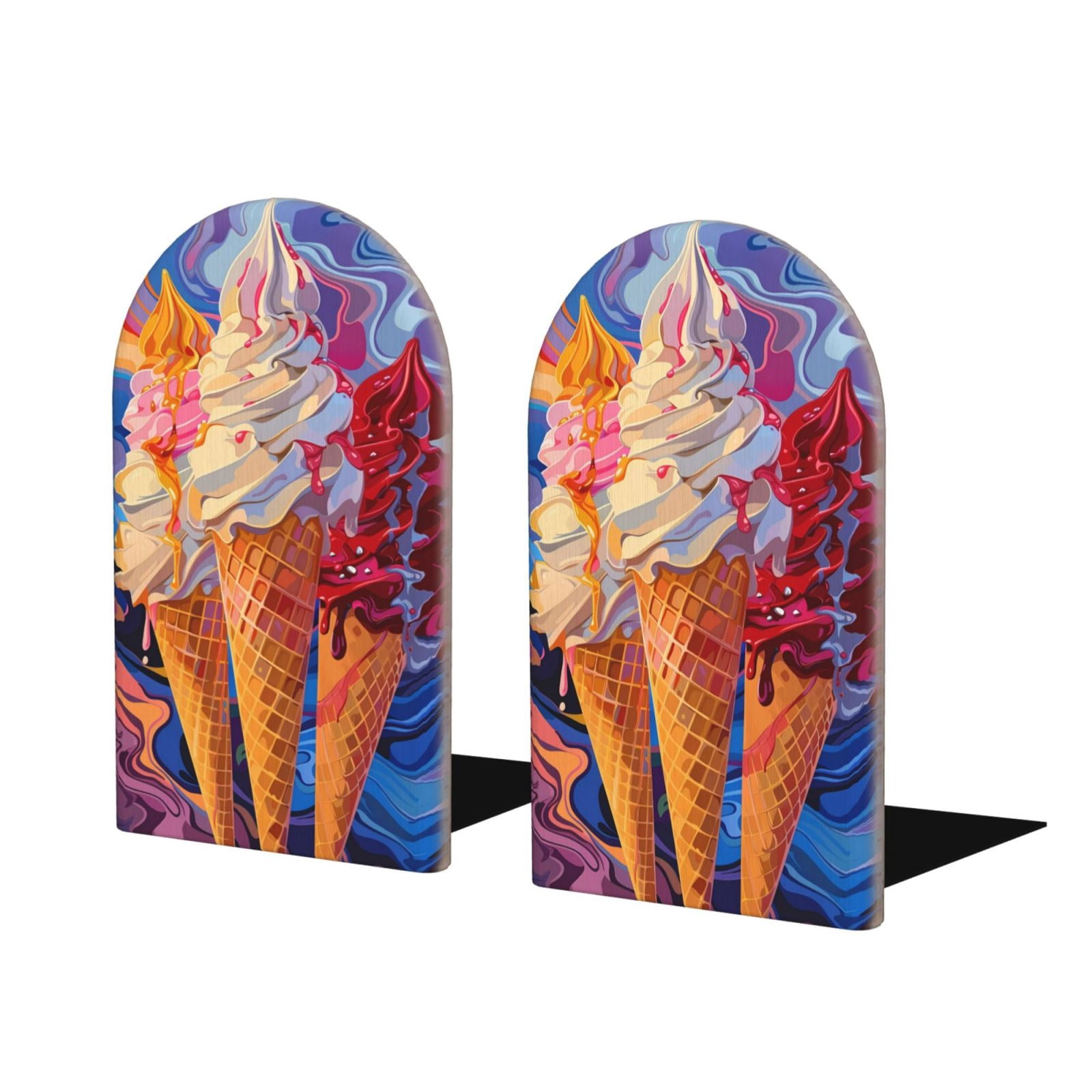 Naloa Trio Of Dripping Cones Wood Non-Skid Bookend for Shelves,Book ...