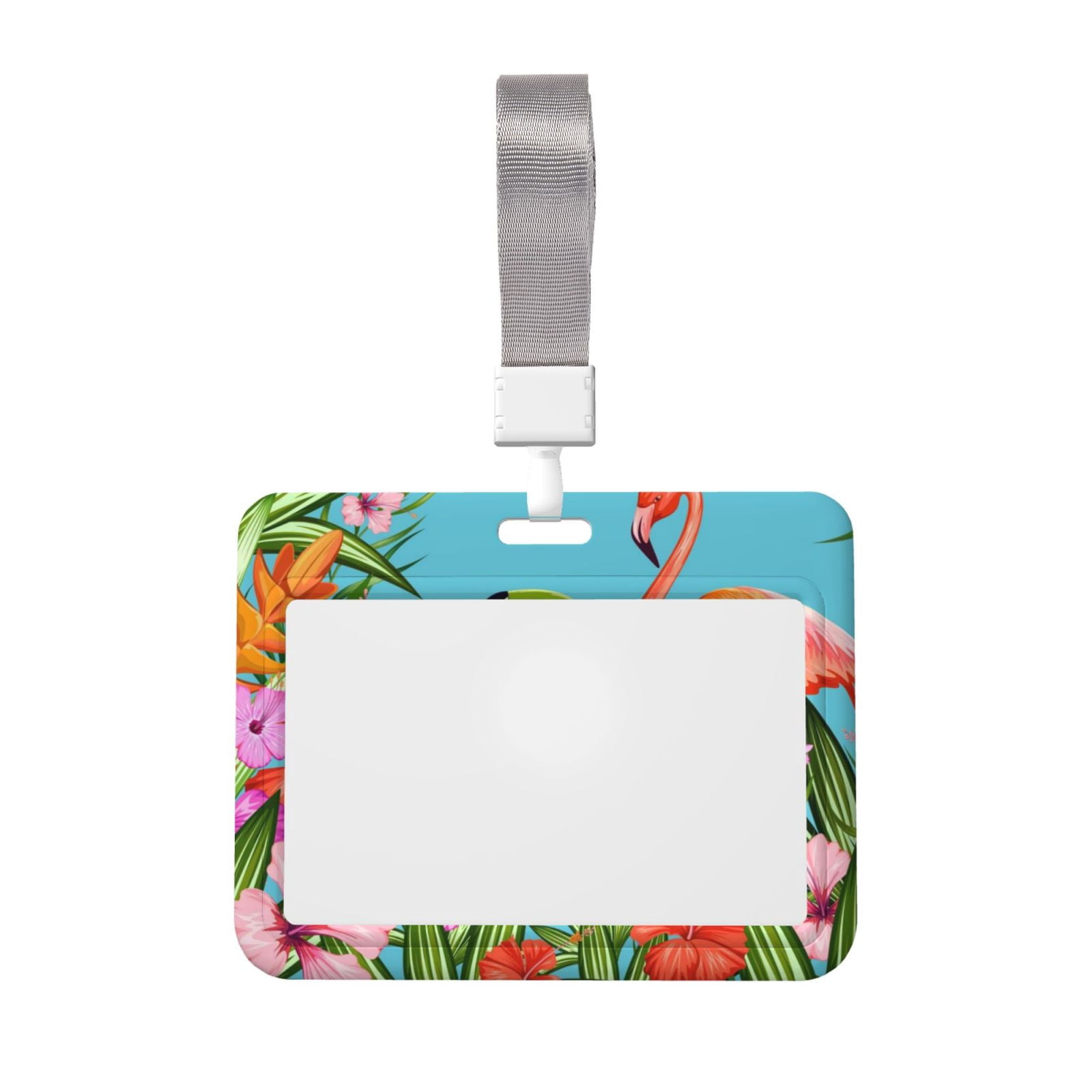 Naloa Tropical Jungle Flamingo Card Badge Holder Work Badge Sleeve for ...
