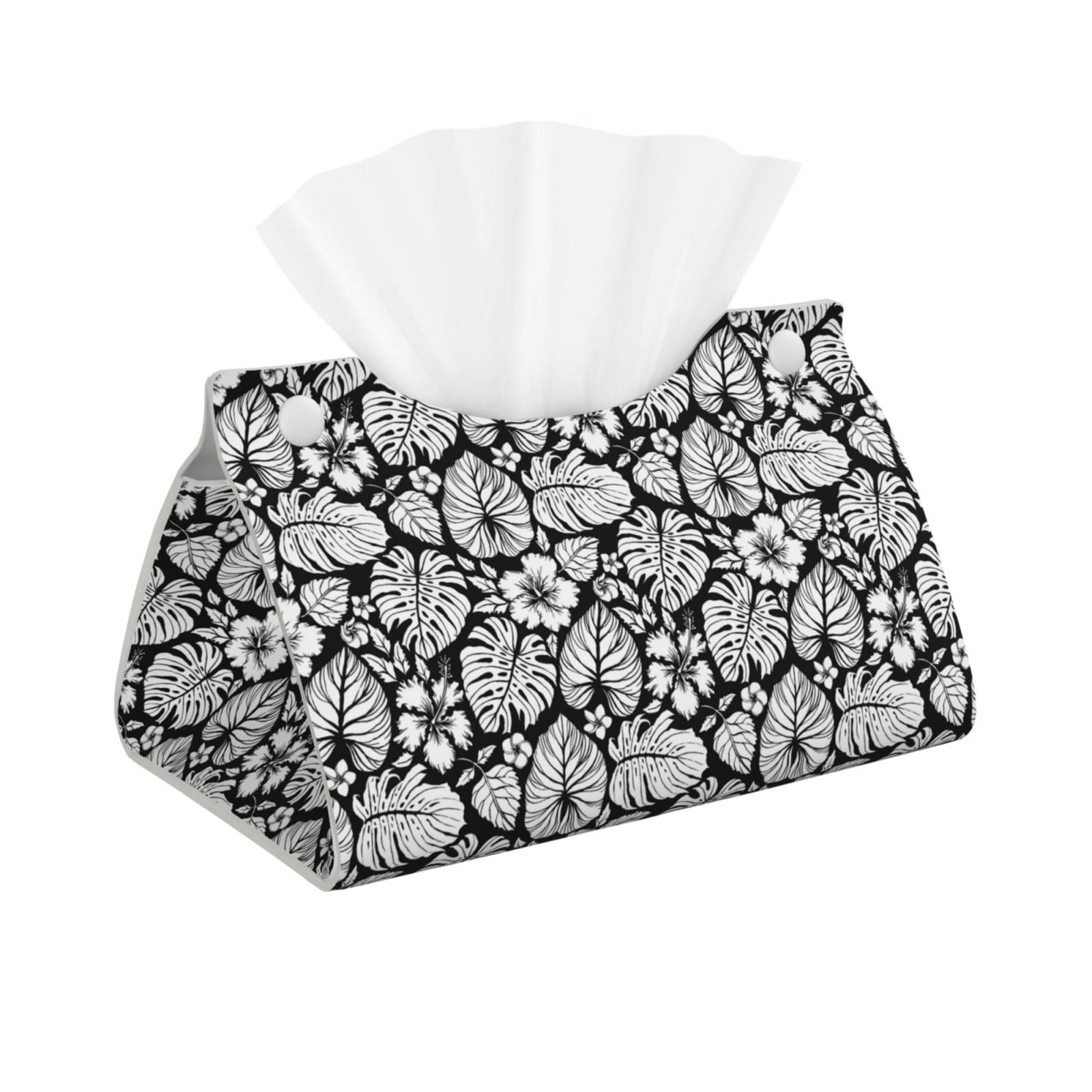 Naloa Tropical Leaves Print Leather Tissue Box Cover Rectangle | Long ...