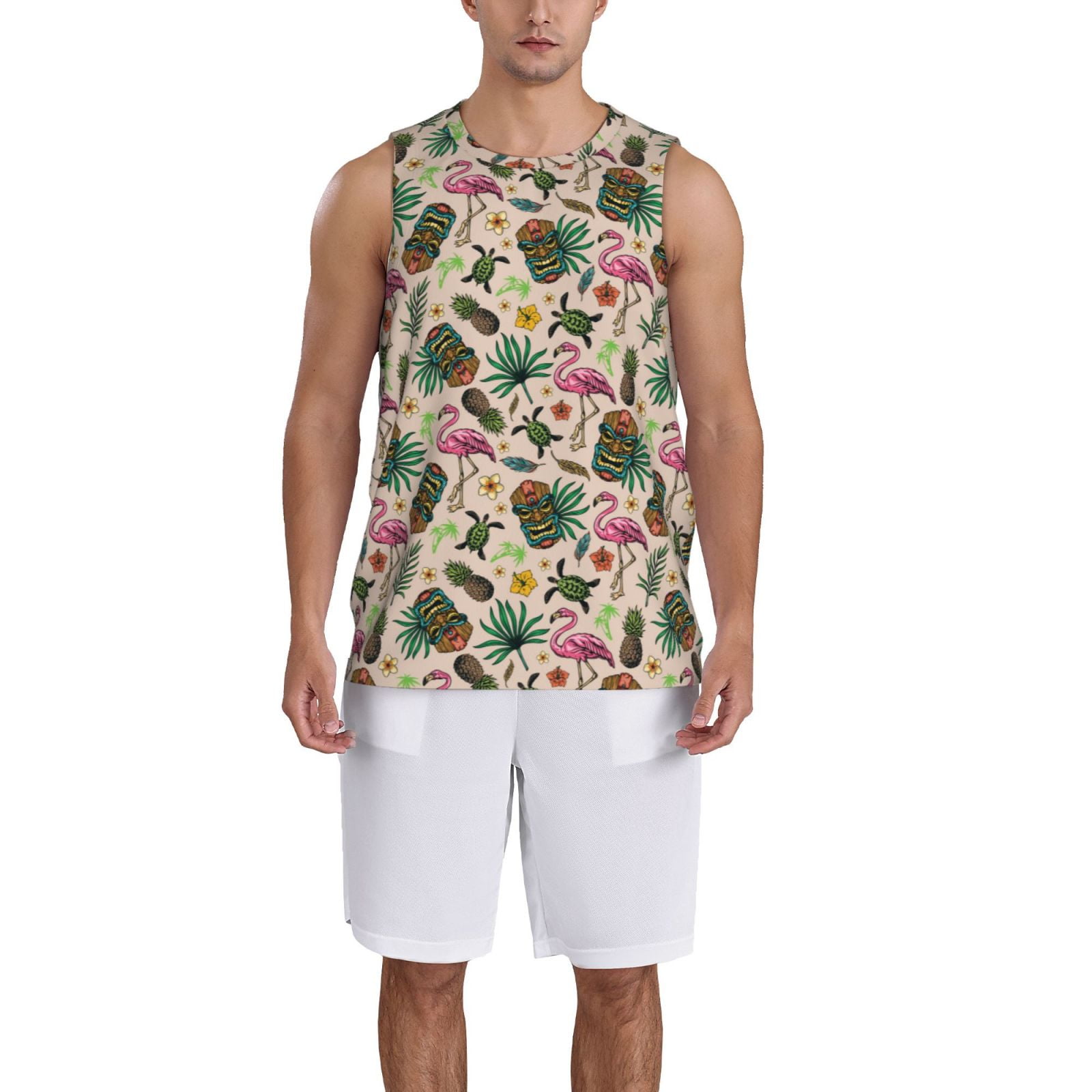 Naloa Tropical Mask Flamingo Basketball Jersey Reversible Men's Mesh ...