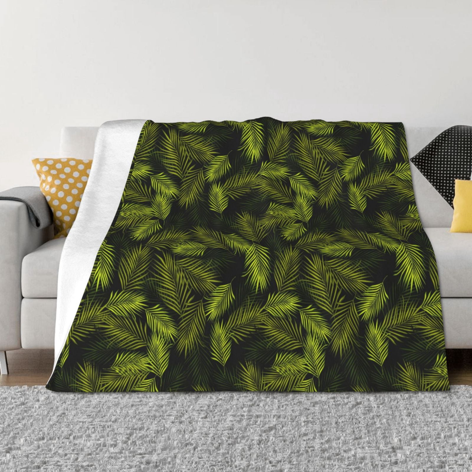 Naloa Tropical Palm Leaves Fern Leaf Flannel Blankets - Thick and Warm ...