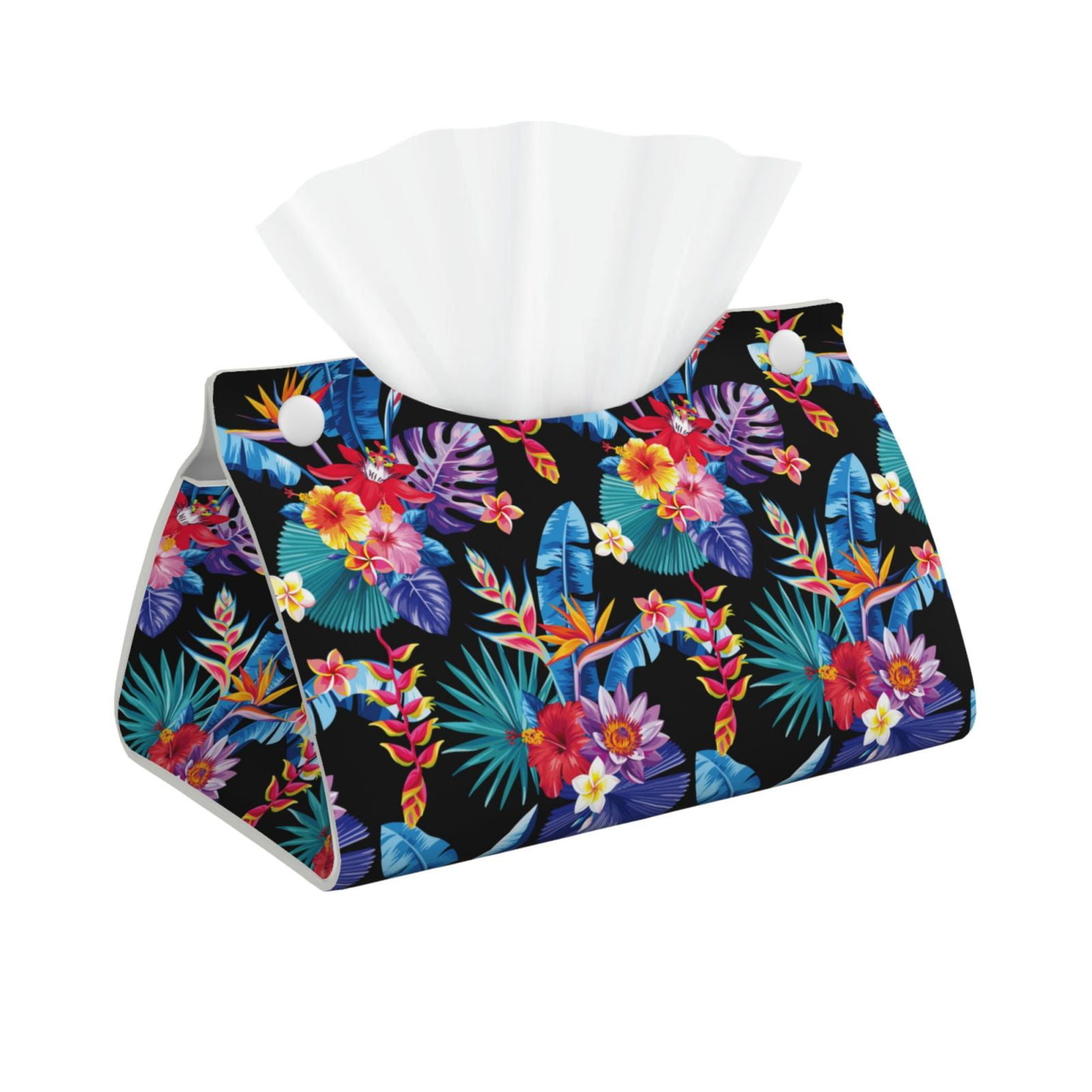 Naloa Tropical Palm Leaves Print Leather Tissue Box Cover Rectangle ...