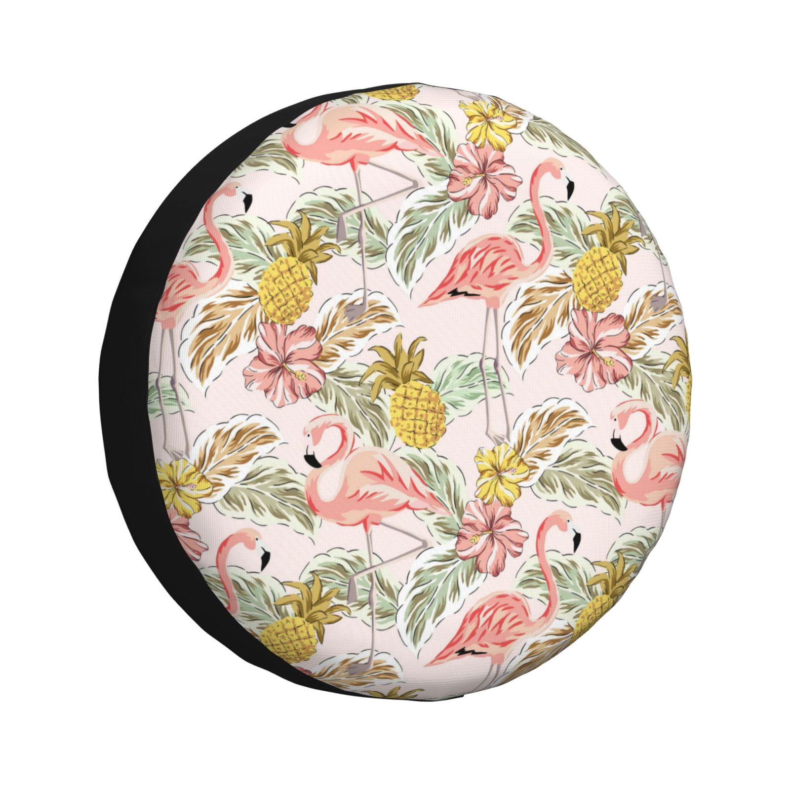 Naloa Tropical Pink Flamingo Pineapple PVC Leather Spare Tire Wheel ...
