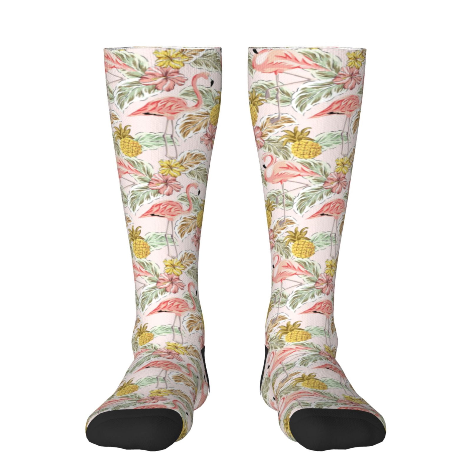 Naloa Tropical Pink Flamingo Pineapple Thigh High Socks Extra Long ...