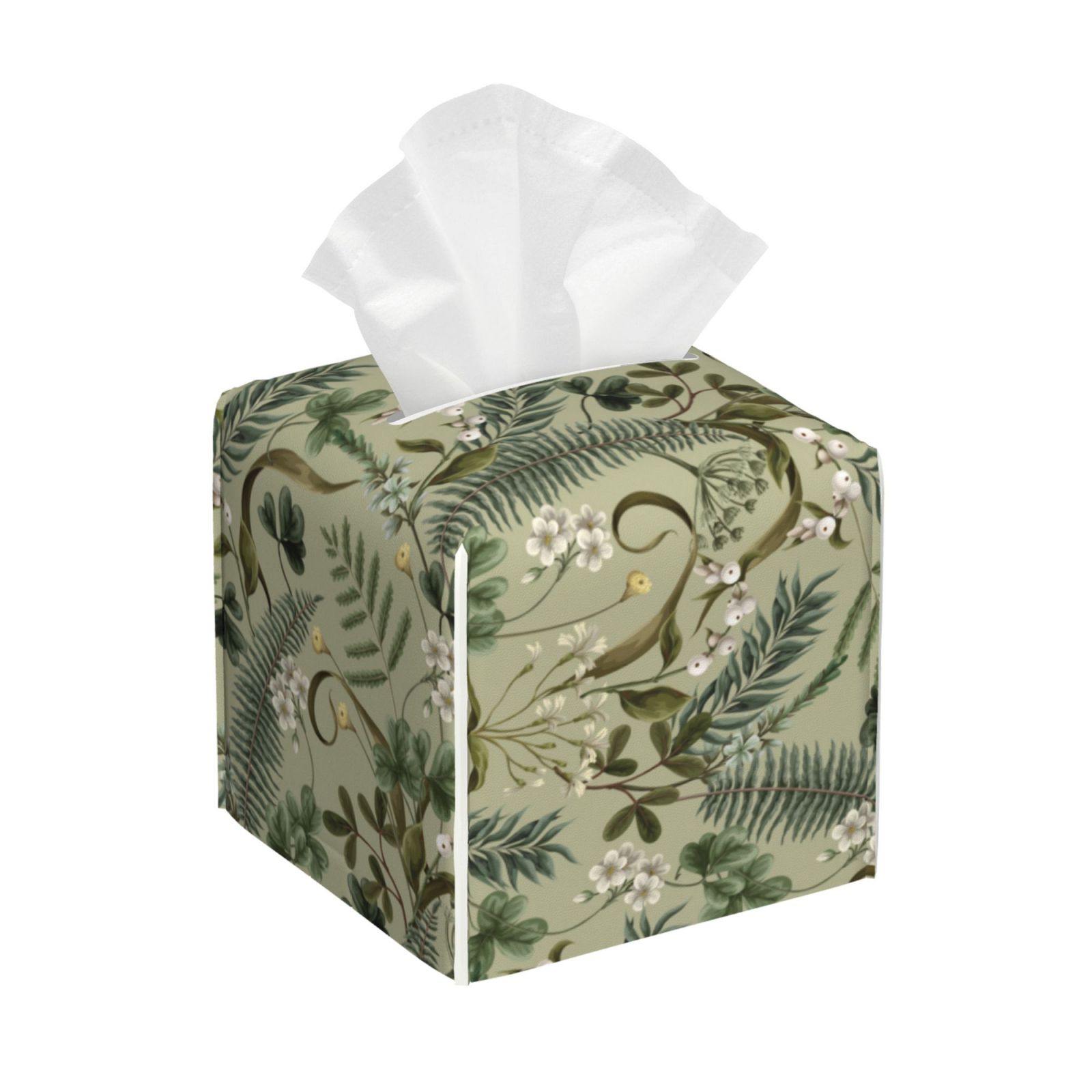 Naloa Tropical Plants Green Tissue Box CoverLeather Tissue Holder ...