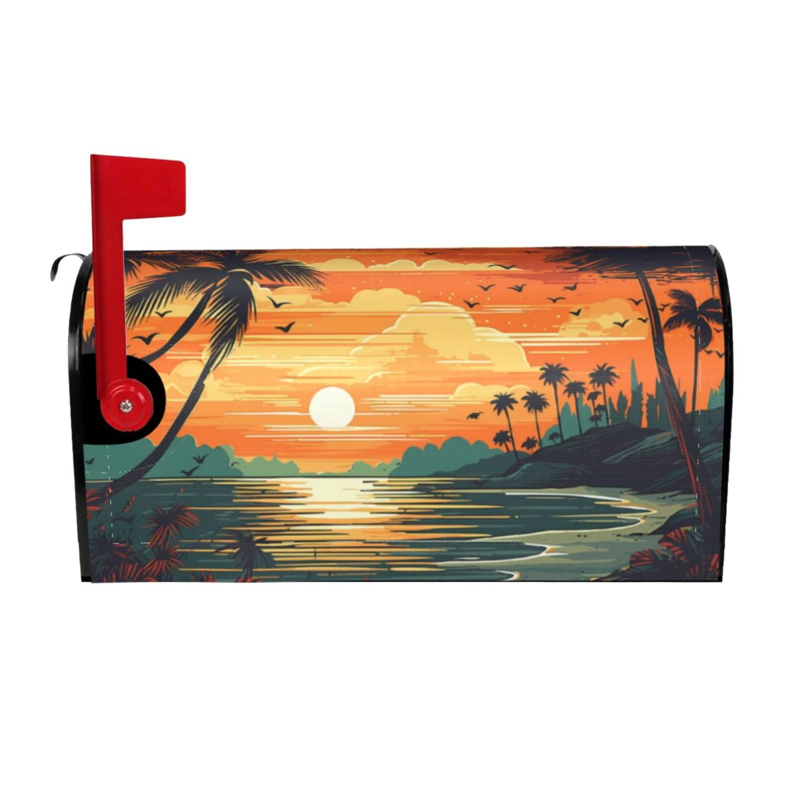 Naloa Tropical Sunset Paradise Mailbox Covers Magnetic Post Box Cover ...
