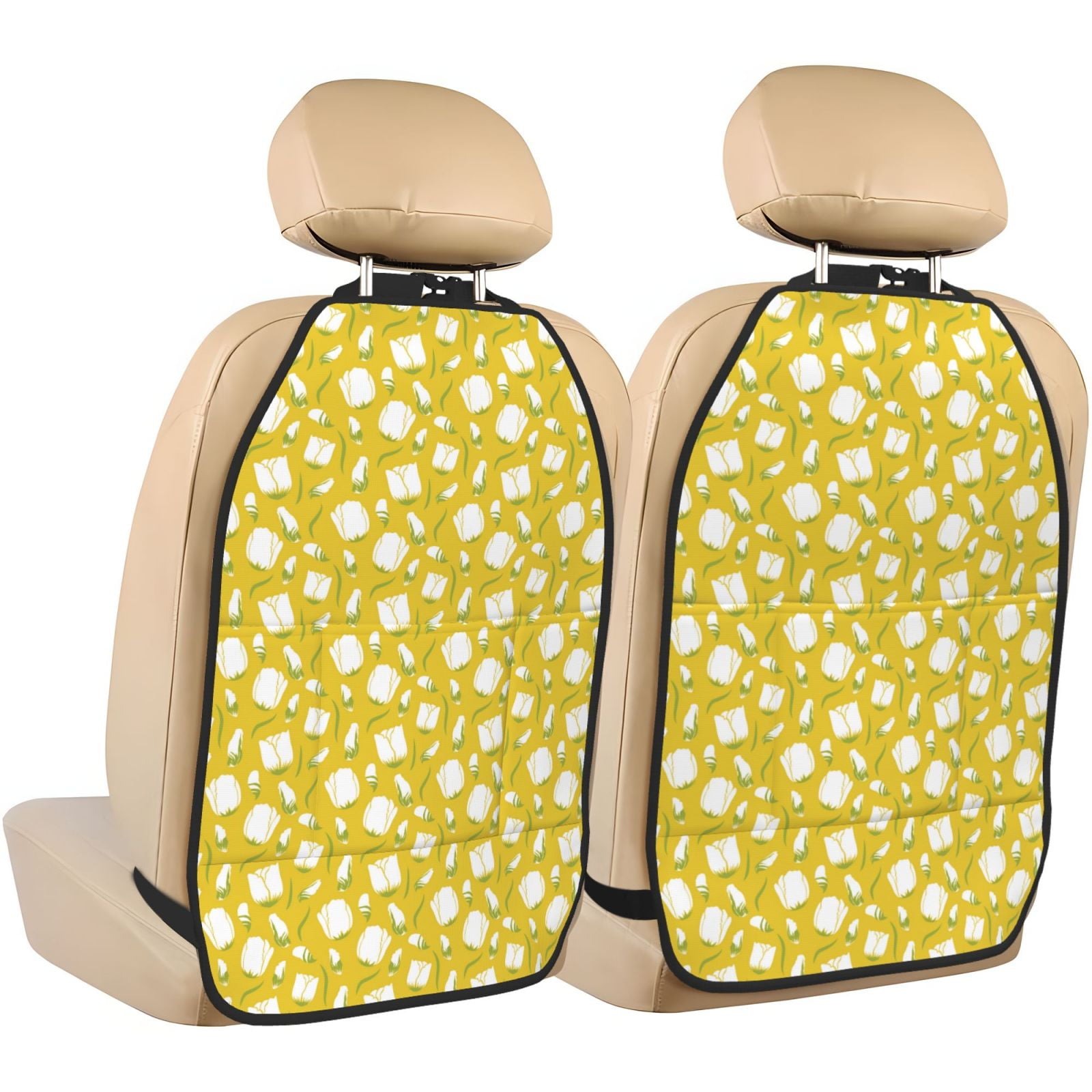 Naloa Tulips Flowers 2Pcs Anti-Kick Back Seat Cover Kick Mat, Car Seat ...