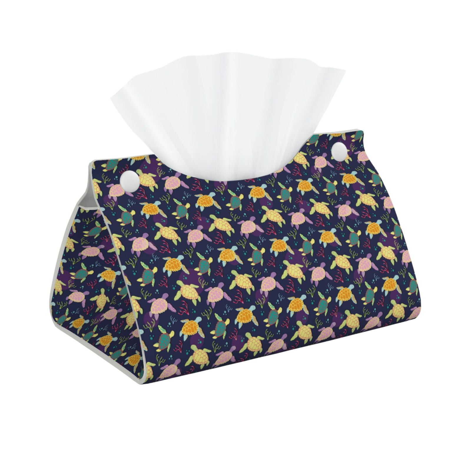 Naloa Turtle Print Leather Tissue Box Cover Rectangle | Long Tissue Box ...