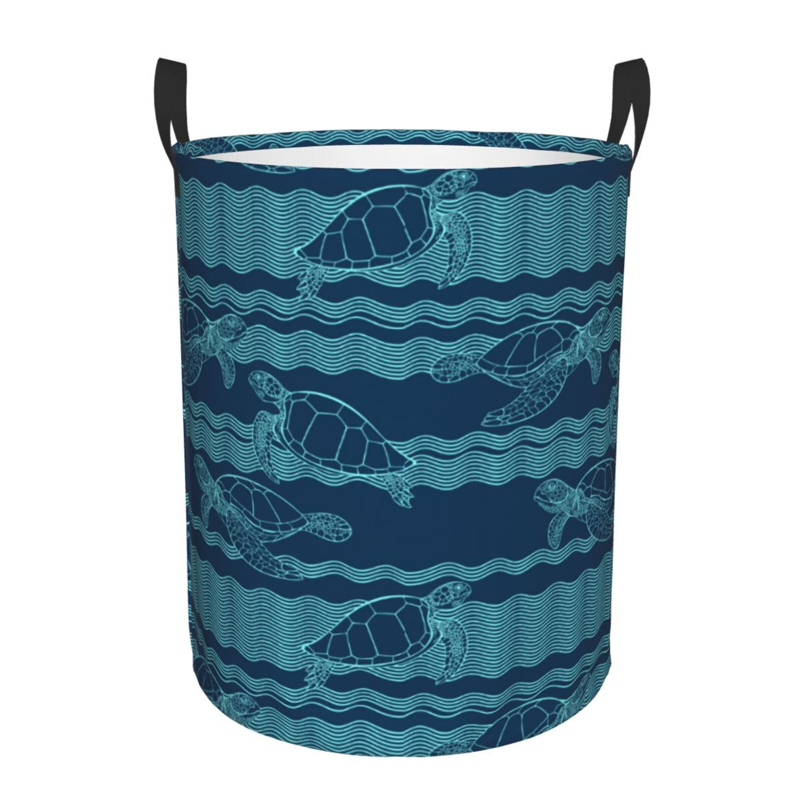 Naloa Turtles and Waves Large Laundry Basket Waterproof Round ...