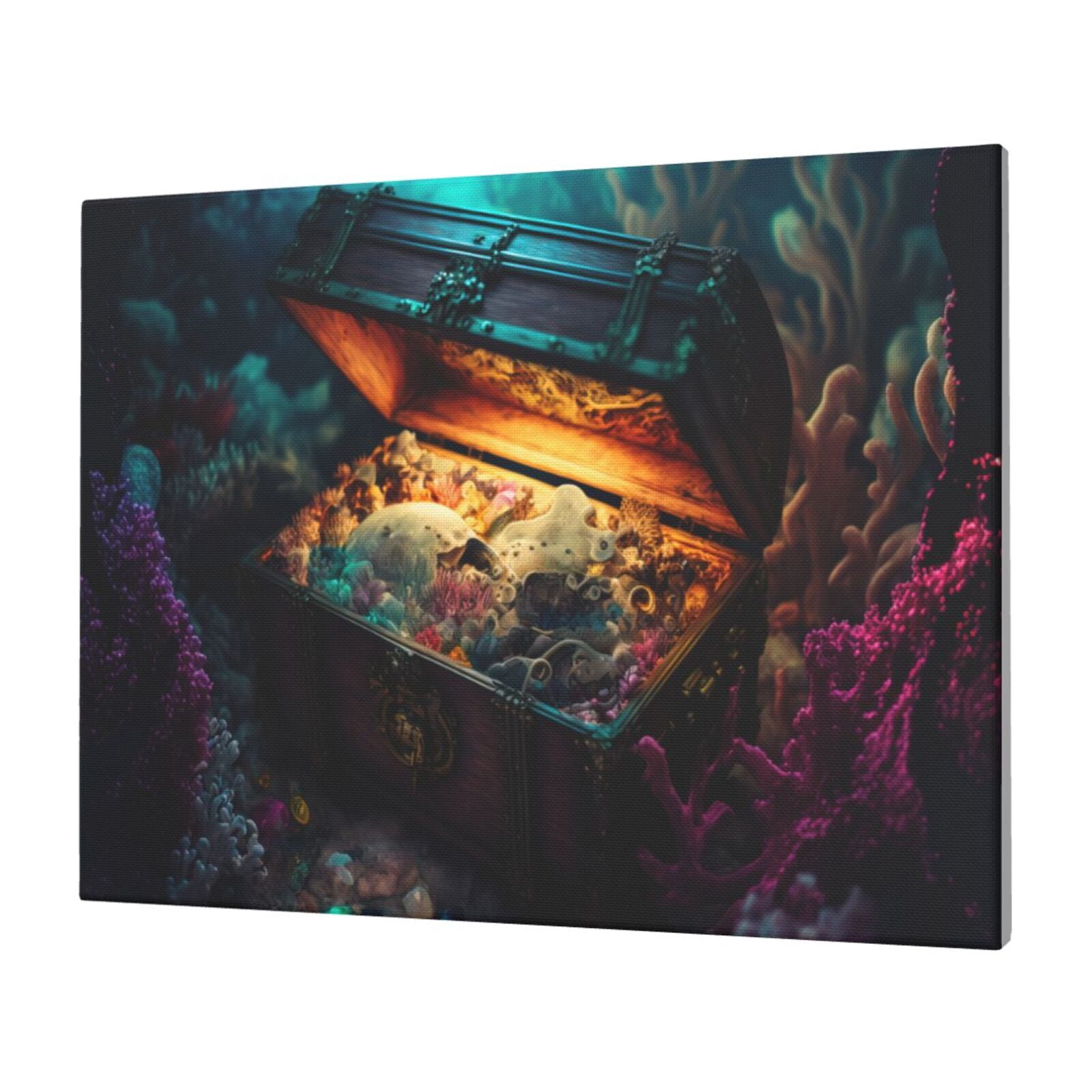 Naloa Underwater Treasure Chest Print Canvas Picture,Wall Pictures ...
