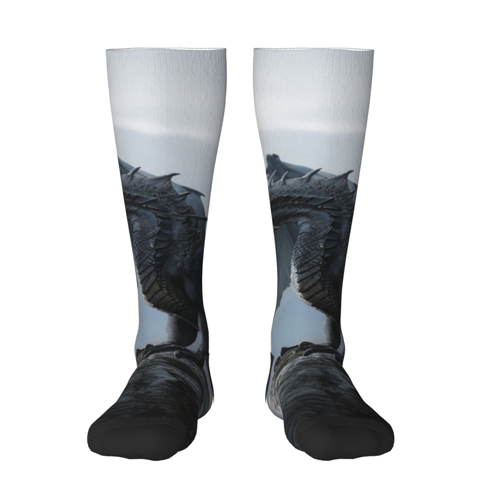 Naloa Valley Gray Dragon Thigh High Socks Extra Long Stretchy Sock ...