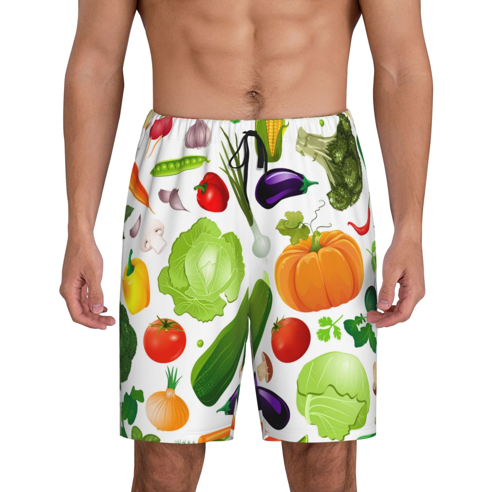 Naloa Vegetables2 Men's Short Pajama Pants, Lounge Comfort Shorts with ...