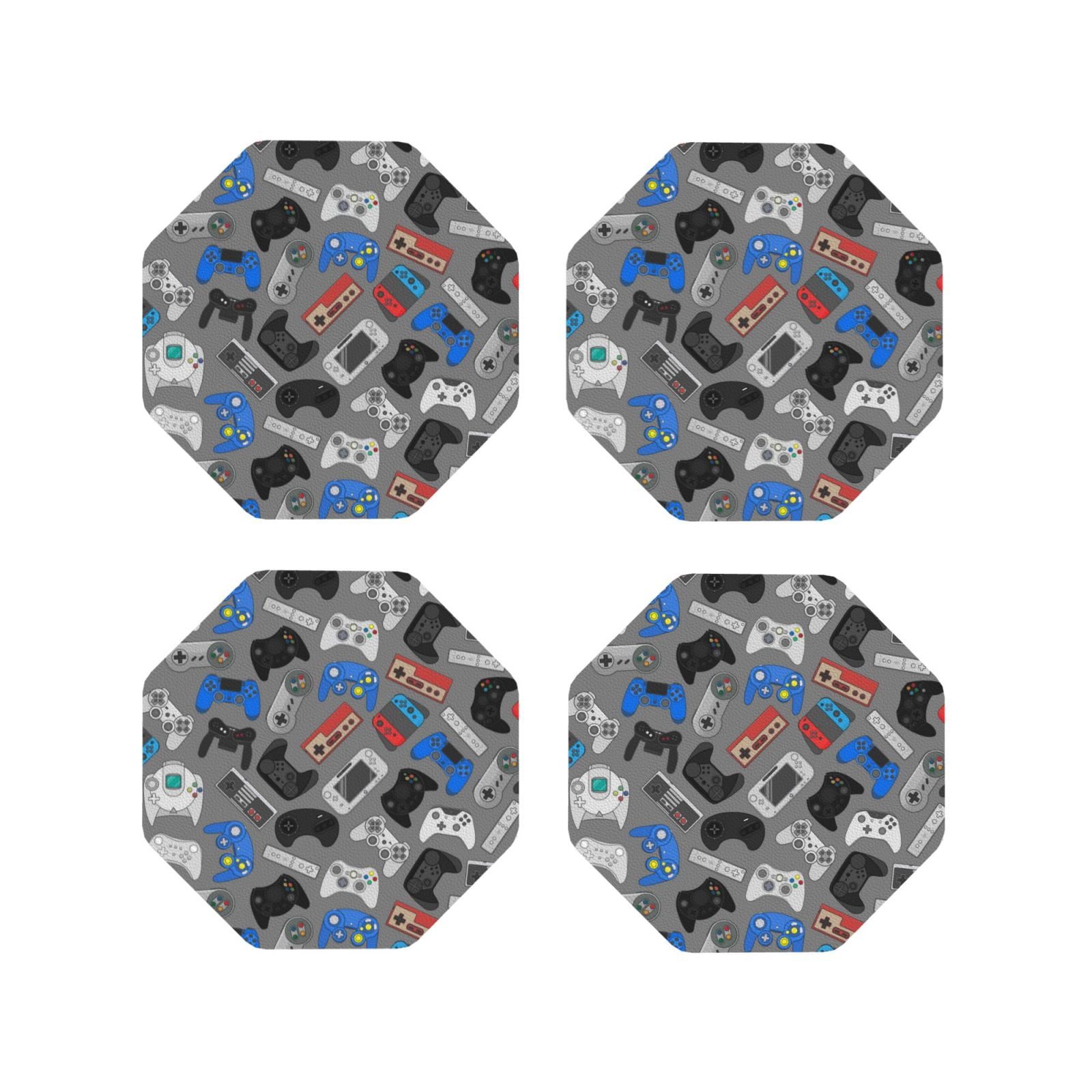 Naloa Video Game Leather Coasters for Drinks, Durable Drink Coasters 4 ...
