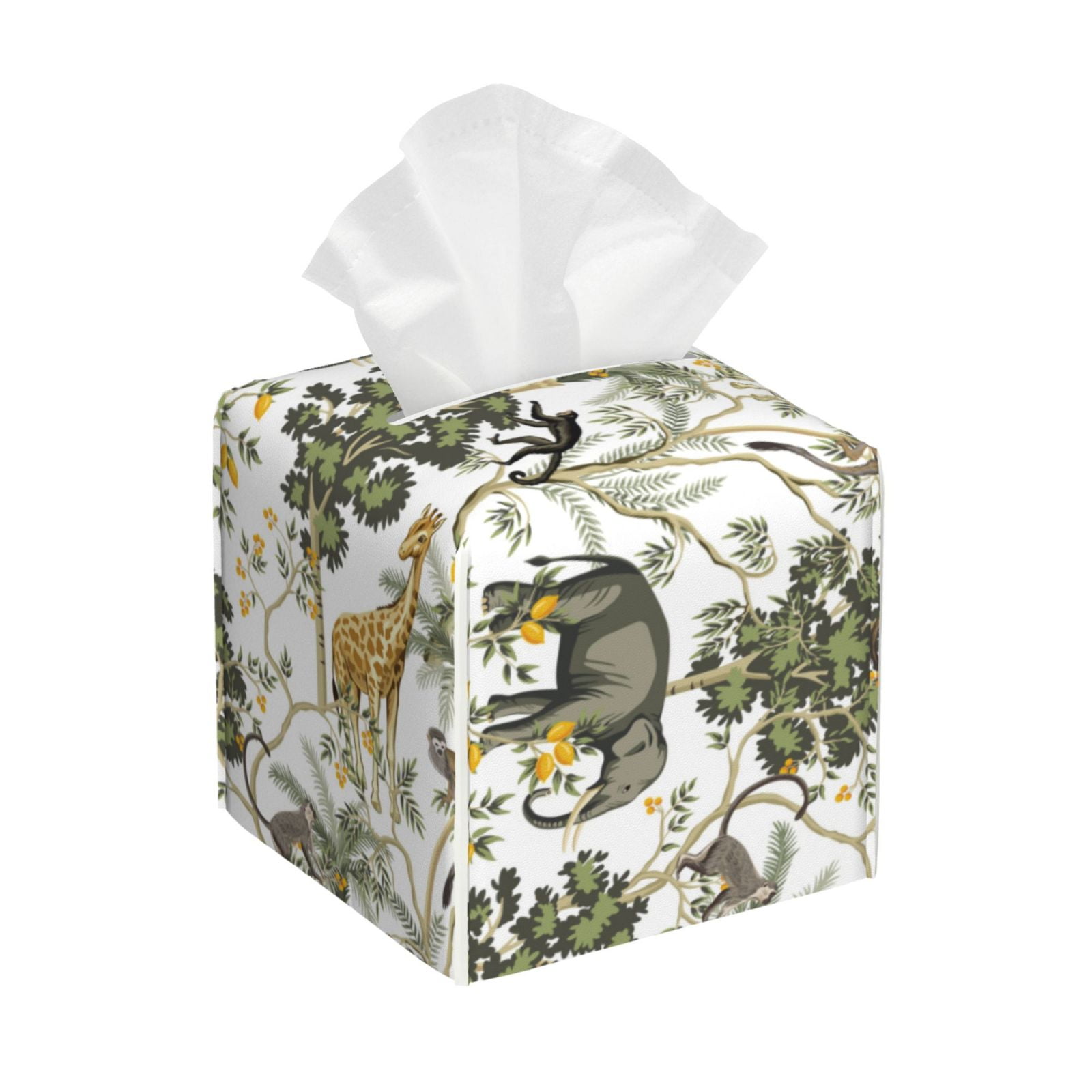 Naloa Vintage Animals Palm Tree Tissue Box Cover Leather Tissue Holder ...