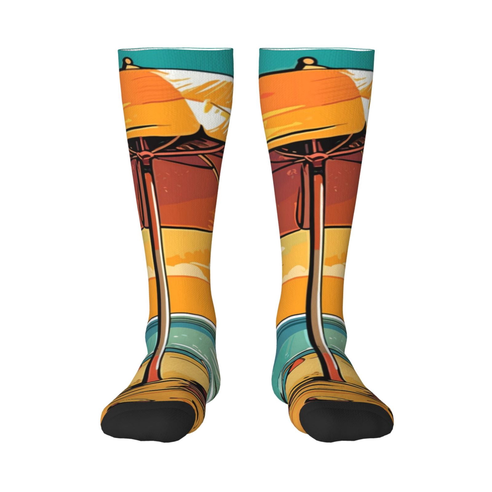 Naloa Vintage Beach Sunset Knee Socks, High Socks Long Stretchy Sock ...