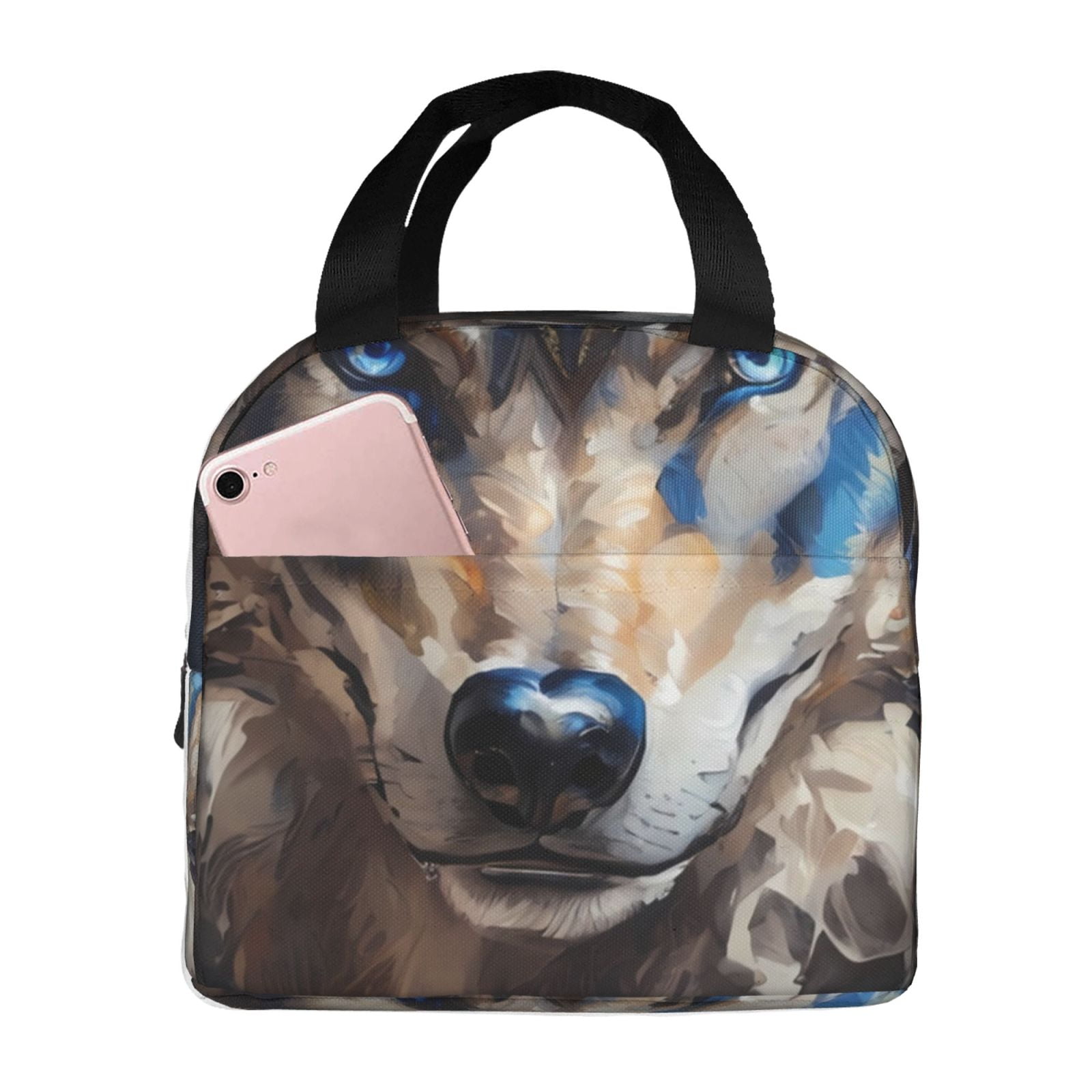 Naloa Vintage Blue Floral Wolf Print Lunch Box for Women Men,Insulated ...