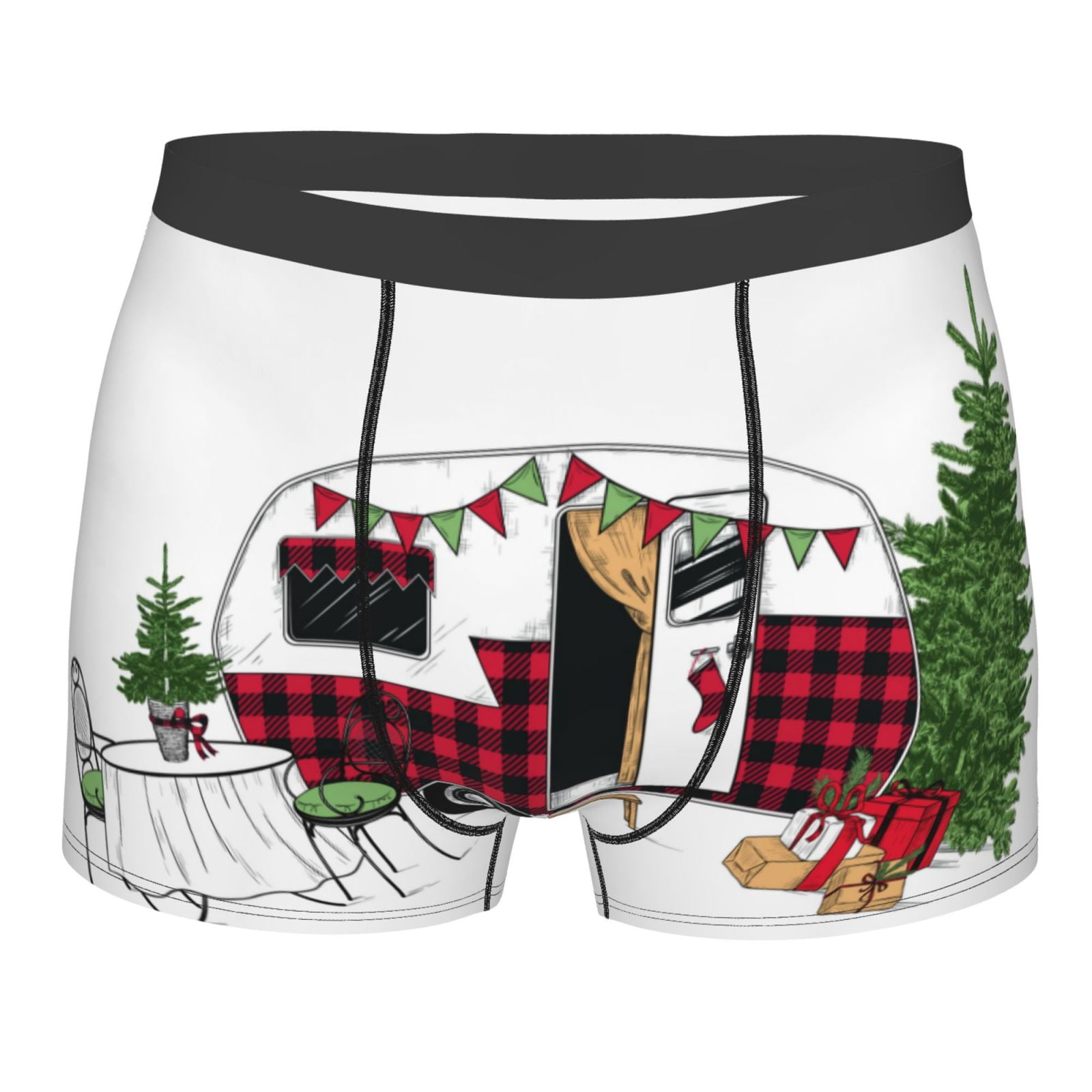 Naloa Vintage Buffalo Plaid Christmas Camper Print Mens Underwear ...