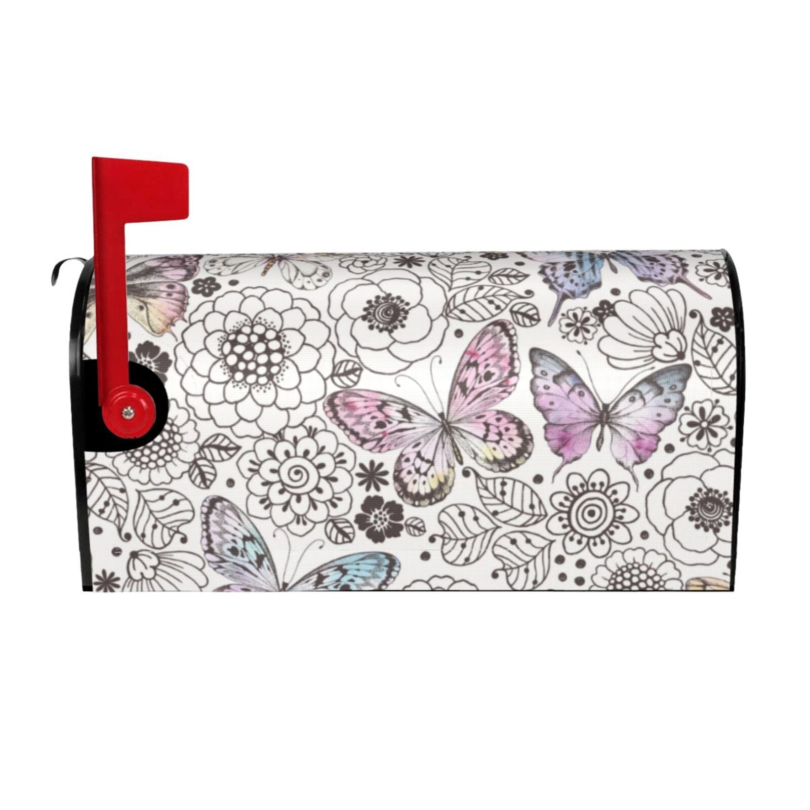 Naloa Vintage Butterflies Mailbox Covers Magnetic Post Box Cover Post ...