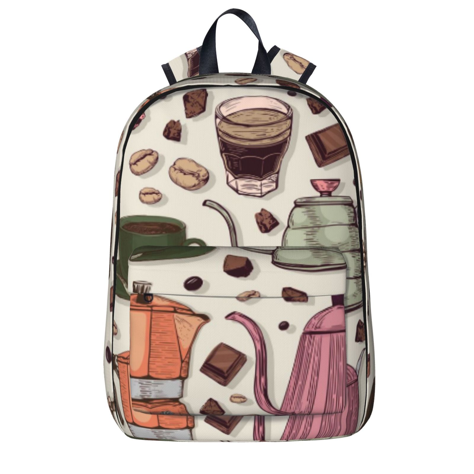 Naloa Vintage Coffee Print Laptop Backpack - Computer Bag with 2 ...
