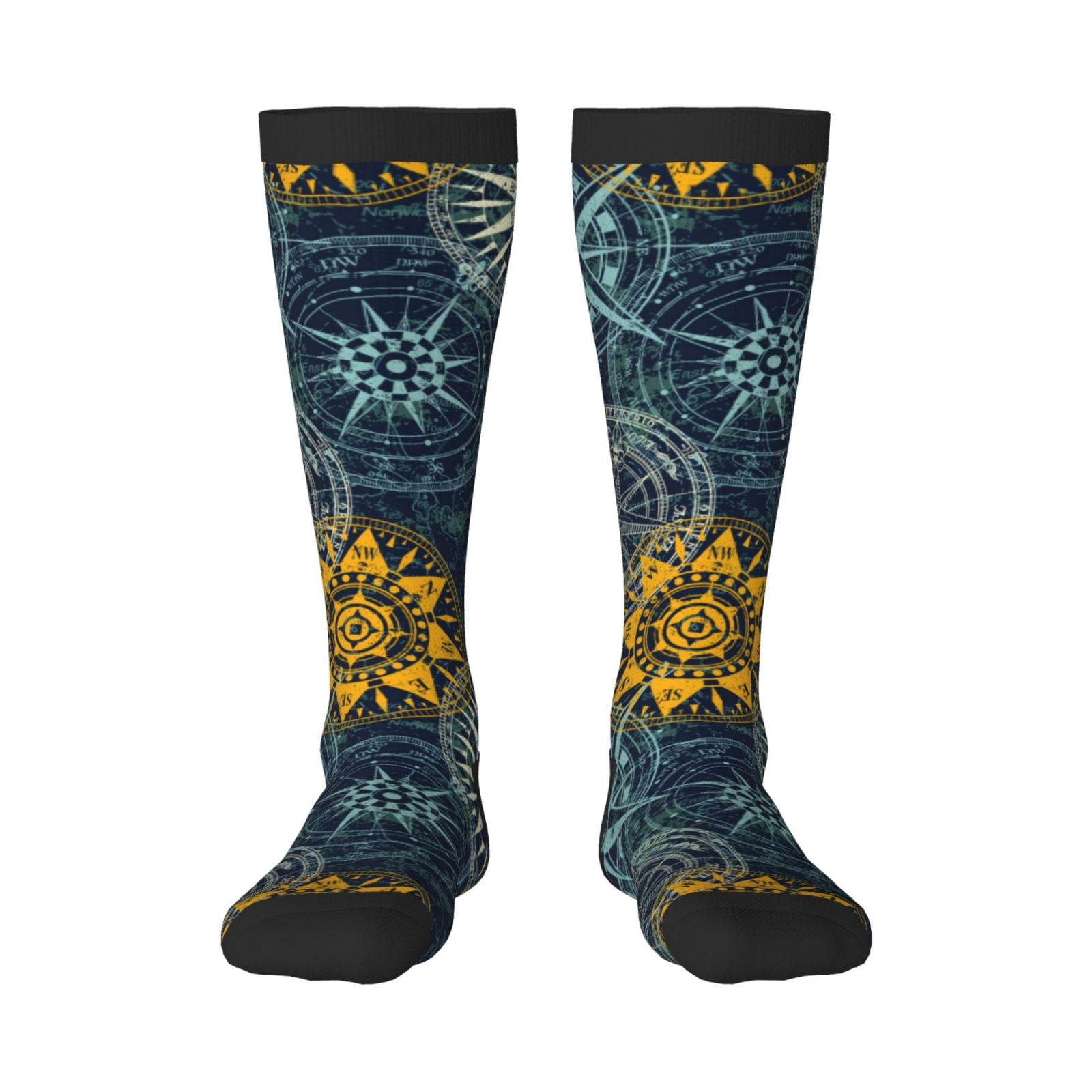 Naloa Vintage Compass Thigh High Socks Extra Long Stretchy Sock Women Over Knee High Opaque ...