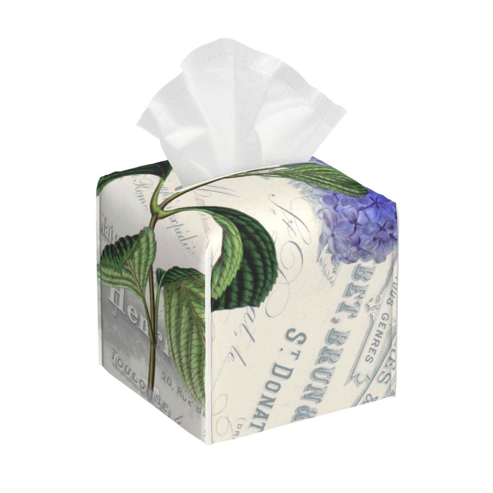 Naloa Vintage Flower Tissue Box CoverLeather Tissue Holder Square ...