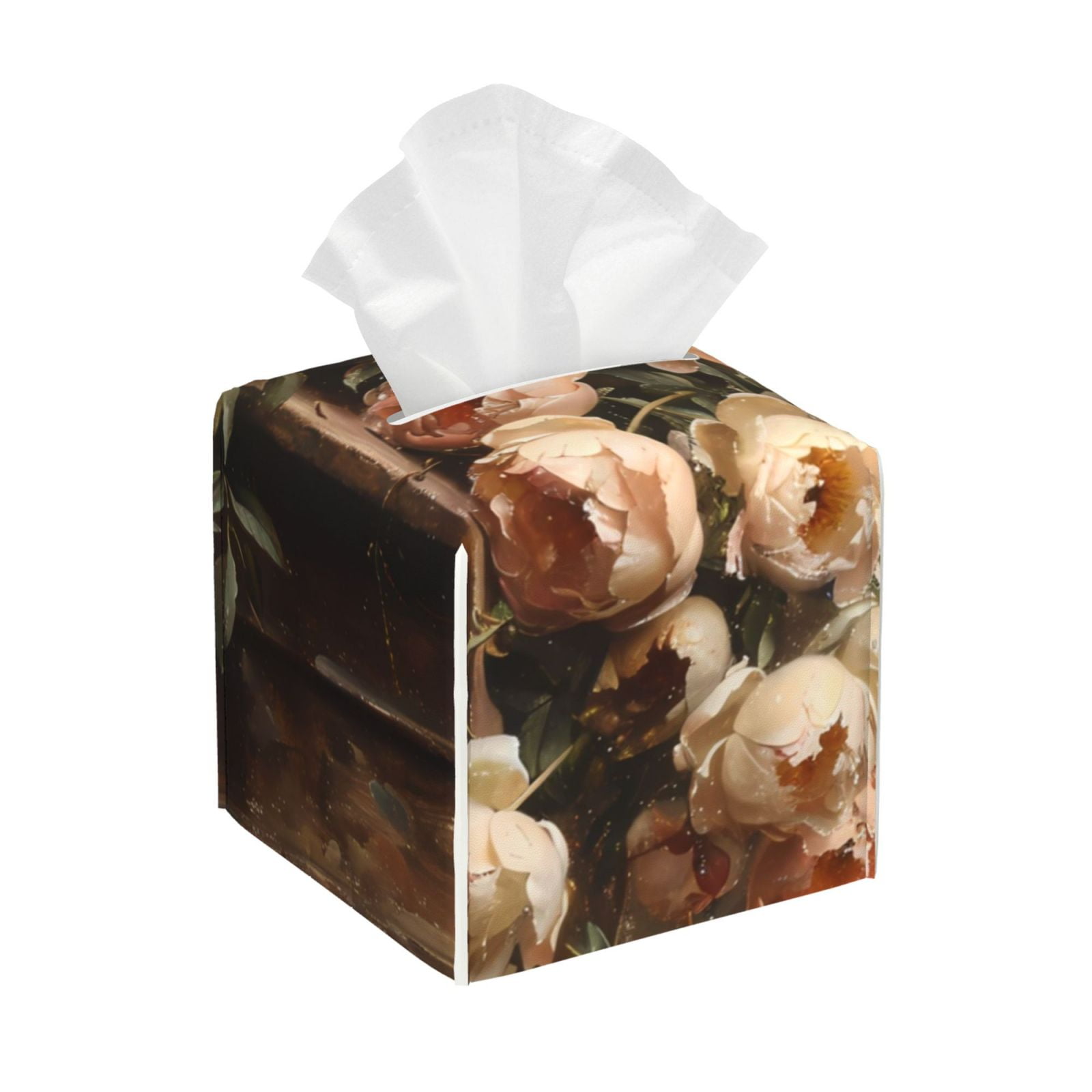 Naloa Vintage Peonies Rustic Charm Tissue Box Cover Leather Tissue ...