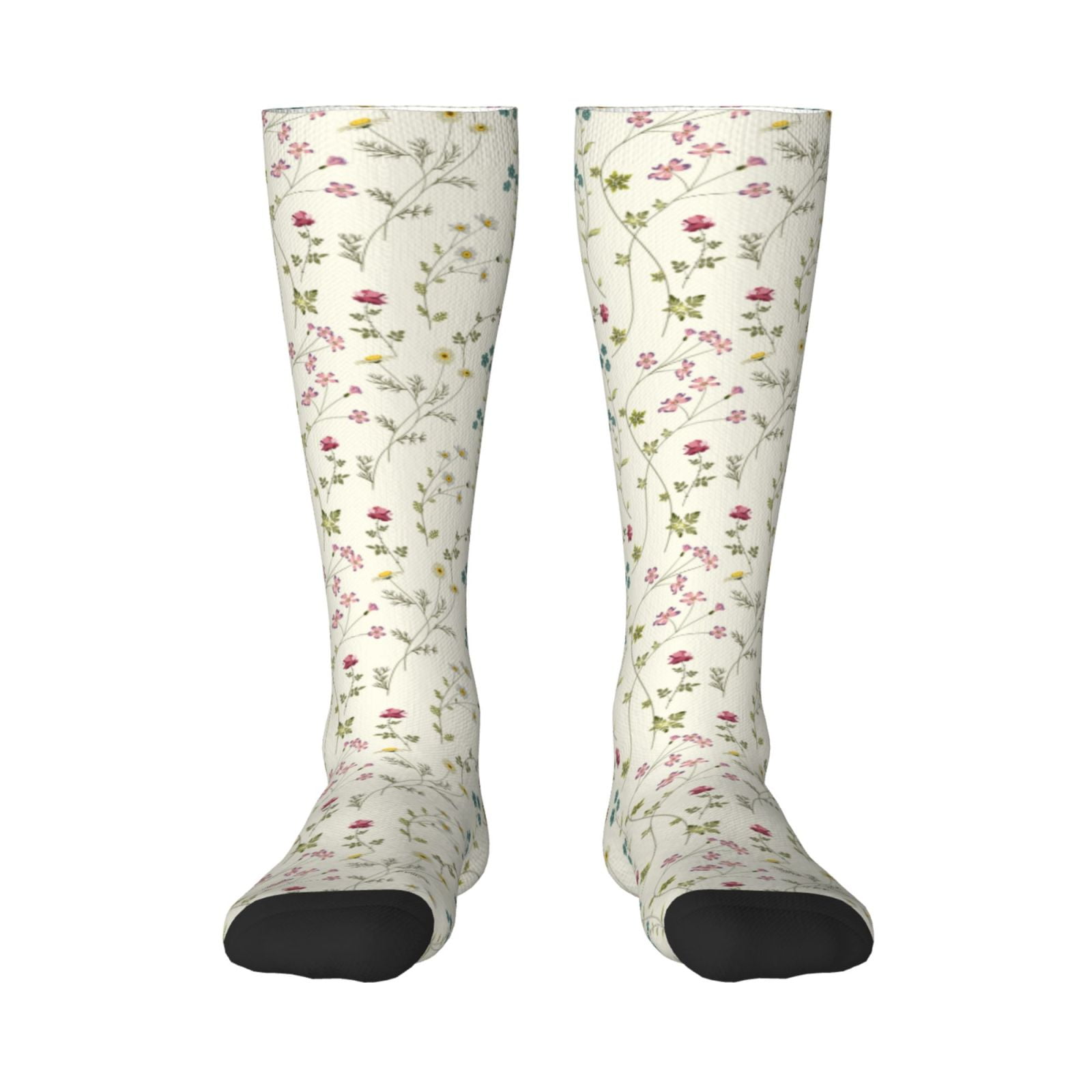 Naloa Vintage flowers Knee Socks, High Socks Long Stretchy Sock Women ...