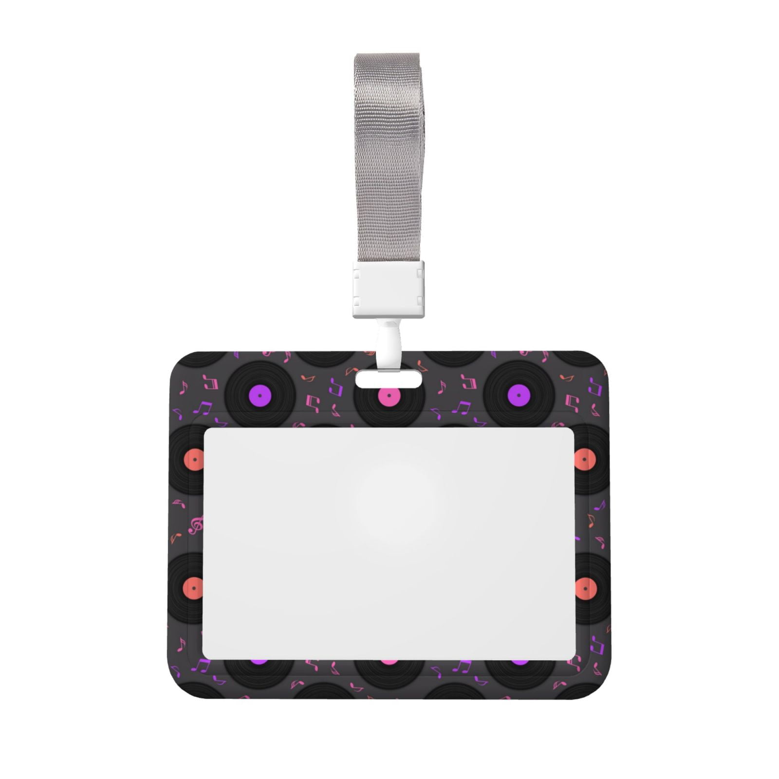 Naloa Vinyl Records Musical Notes Card Badge Holder Work Badge Sleeve ...