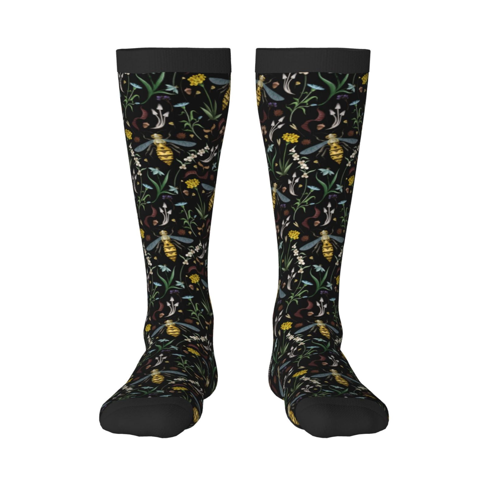 Naloa Wasp and Florals Thigh High Socks Extra Long Stretchy Sock Women ...
