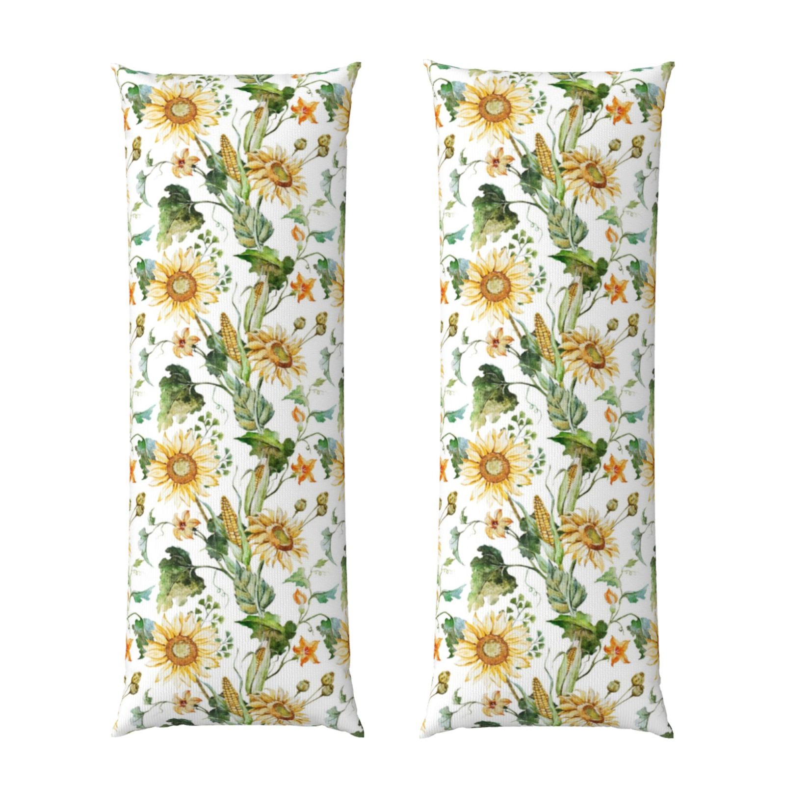 Naloa Watercolor Bright Sunflowers Super Soft 20x60 Body Pillow Case ...