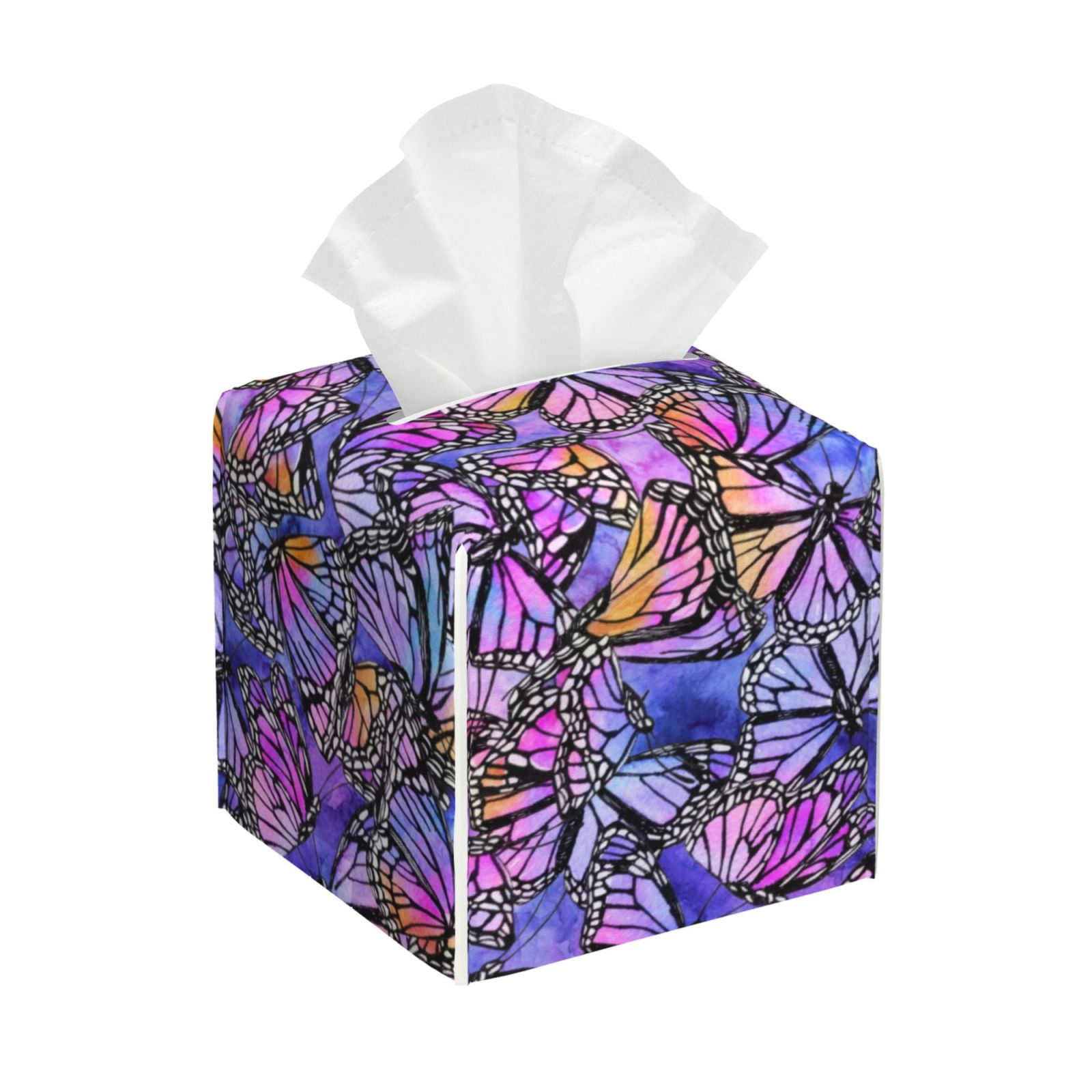 Naloa Watercolor Butterflies Tissue Box CoverLeather Tissue Holder ...
