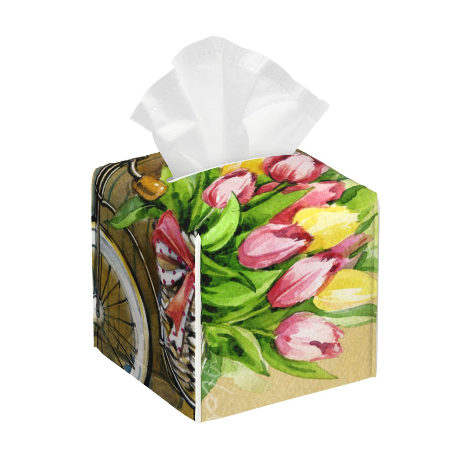 Naloa Watercolor Canary Bird Tissue Box CoverLeather Tissue Holder ...