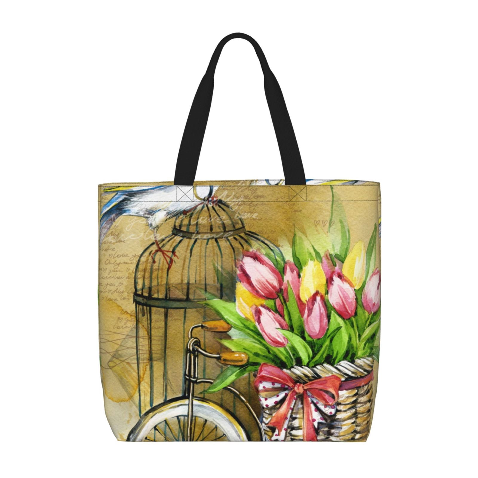 Naloa Watercolor Canary Bird Tote Bag for Women, Foldable Tote Bag With ...