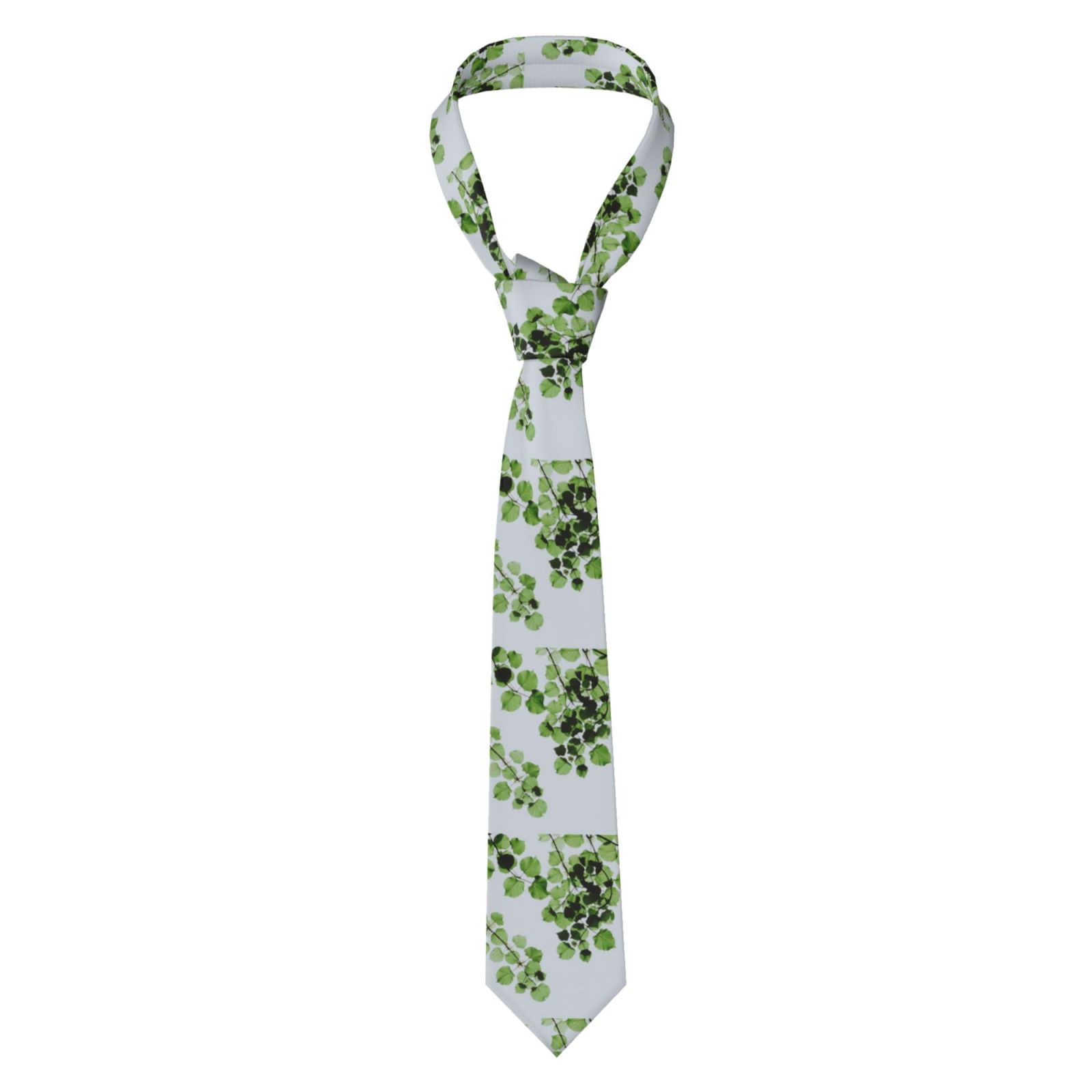 Naloa Watercolor Green Leaves Print Solid Color Tie Formal Necktie for ...