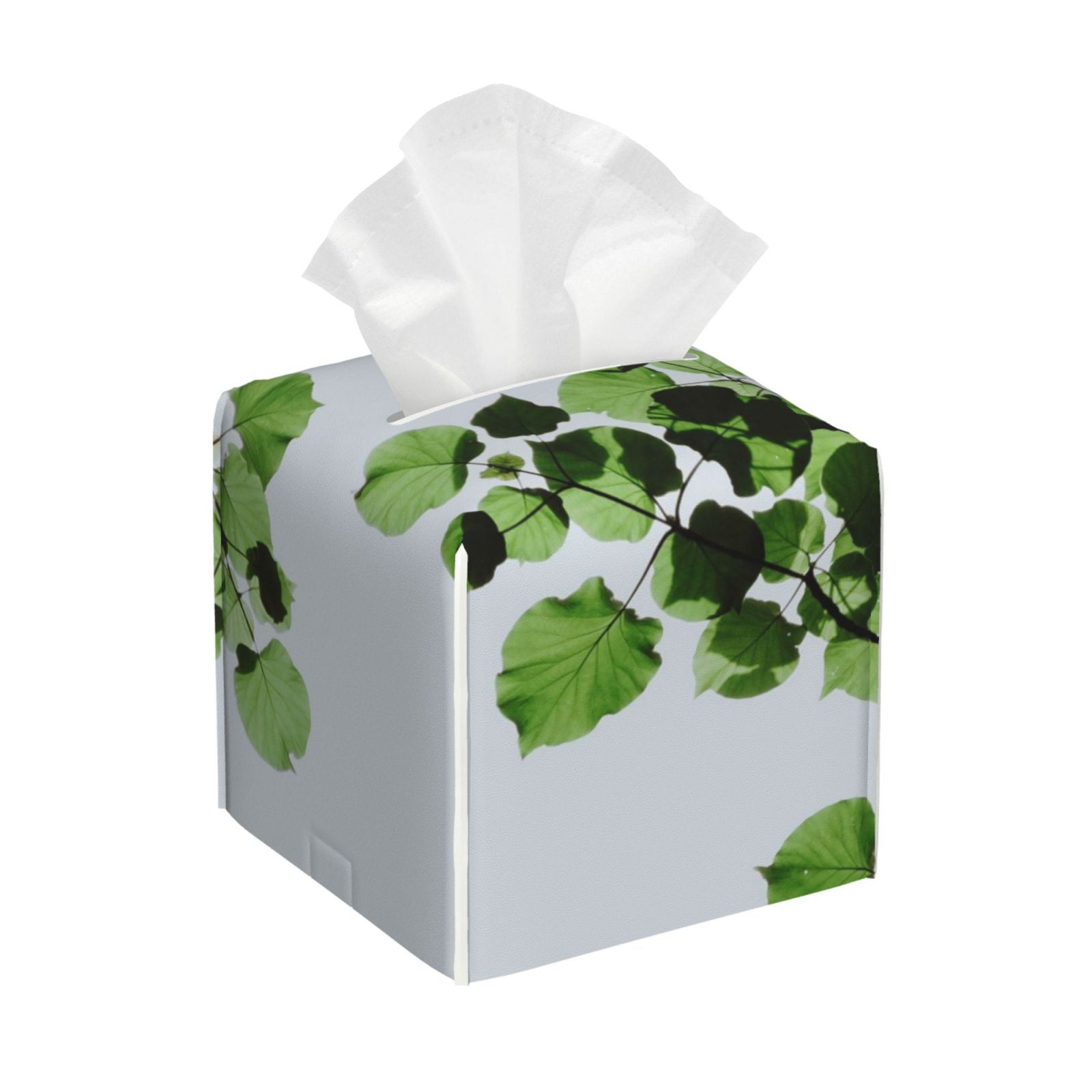 Naloa Watercolor Green Leaves Tissue Box CoverLeather Tissue Holder ...