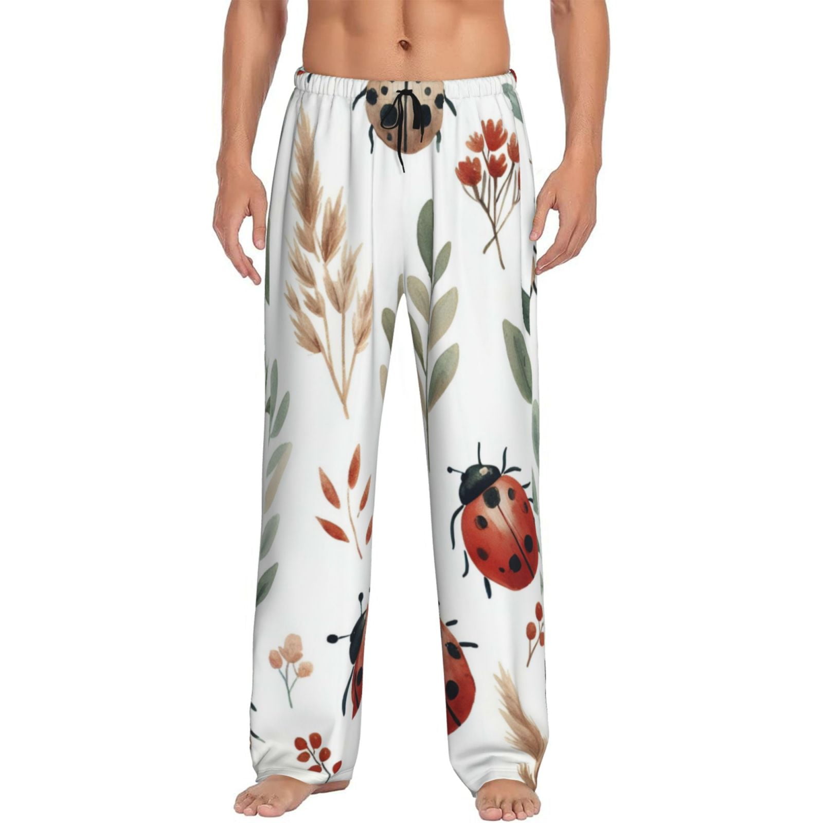 Naloa Watercolor Ladybug Pajama Pants Men, PJ Bottoms, Sleep & Lounge ...