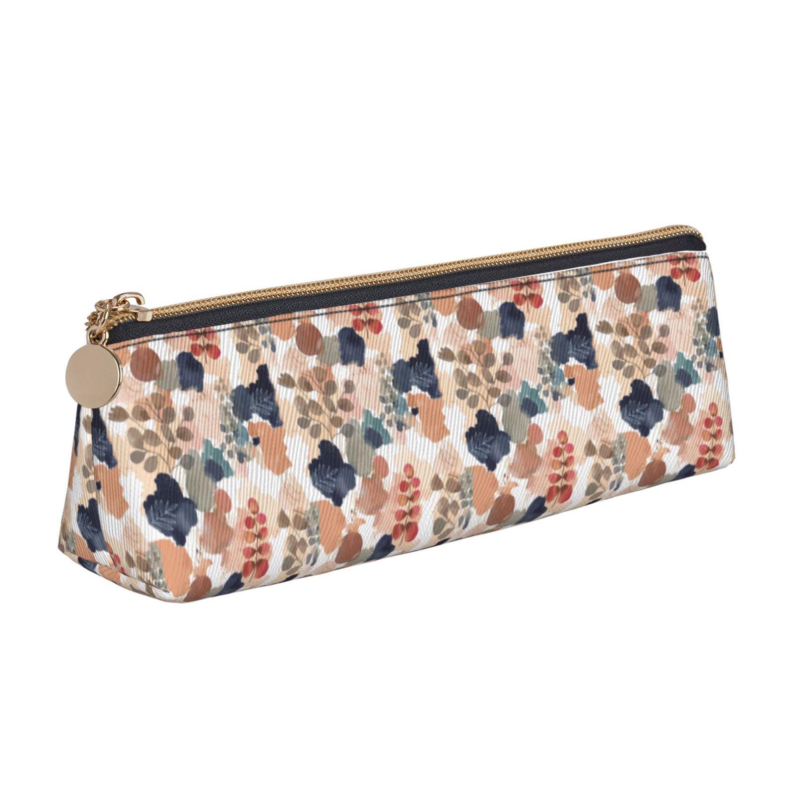 Naloa Watercolor Plants Print Leather Pencil Case - Portable Big ...