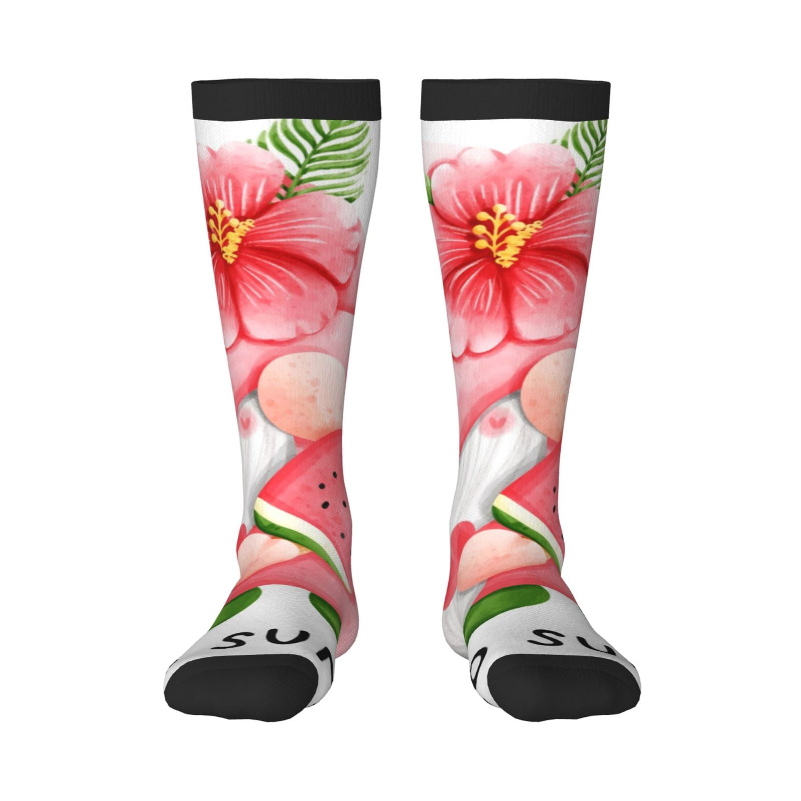 Naloa Watercolor Tropical Gnomes Thigh High Socks Extra Long Stretchy ...