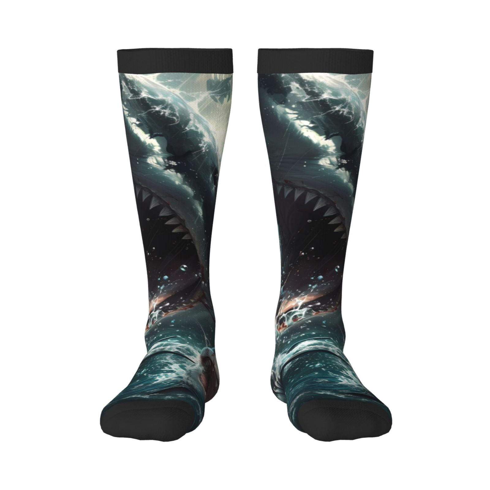Naloa Wave Ocean Animal Shark Thigh High Socks Extra Long Stretchy Sock ...