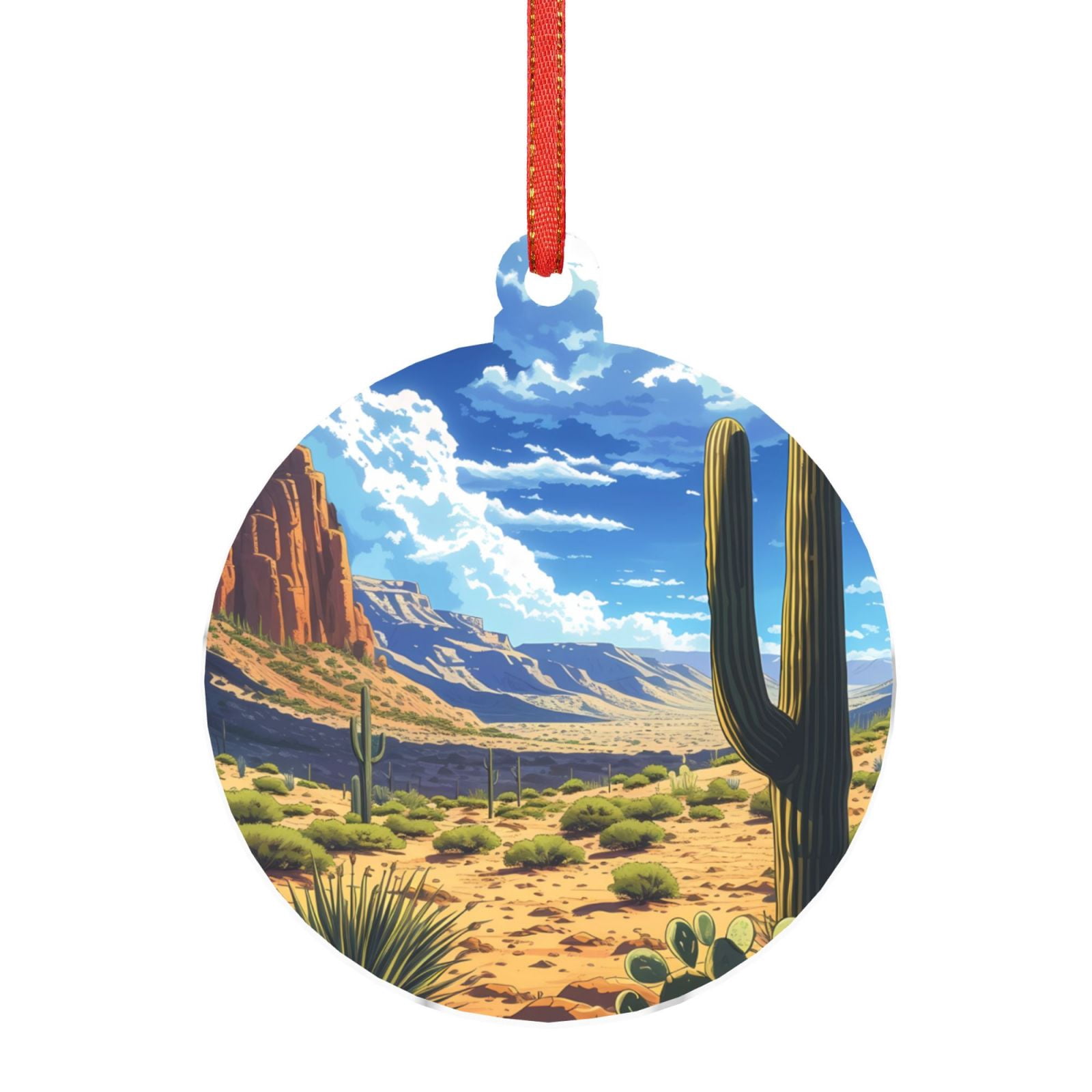 Naloa Western Desert Cactus Acrylic Santa Tree Decorations Christmas ...