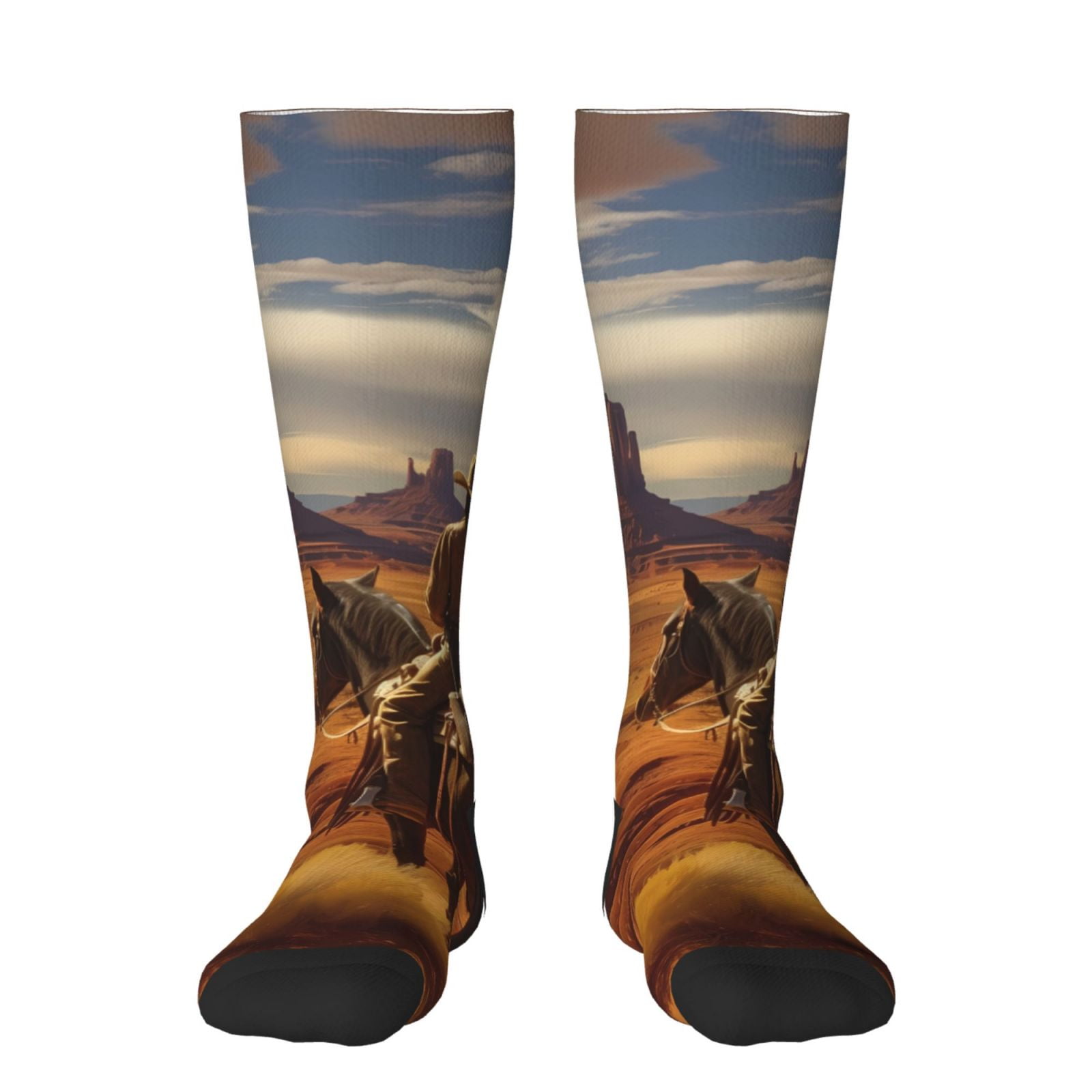 Naloa Western Desert Cowboy Cloud Thigh High Socks Extra Long Stretchy Sock Women Over Knee High ...