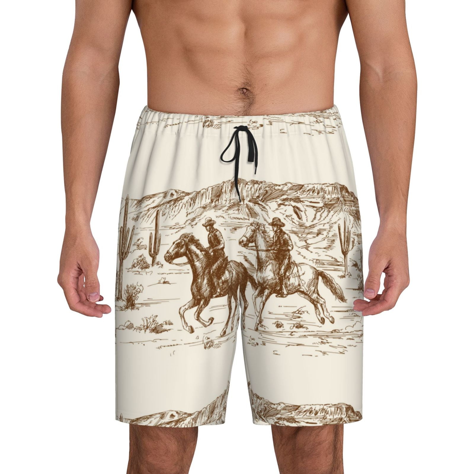 Naloa Western Desert Cowboys1 Men's Short Pajama Pants, Lounge Comfort ...