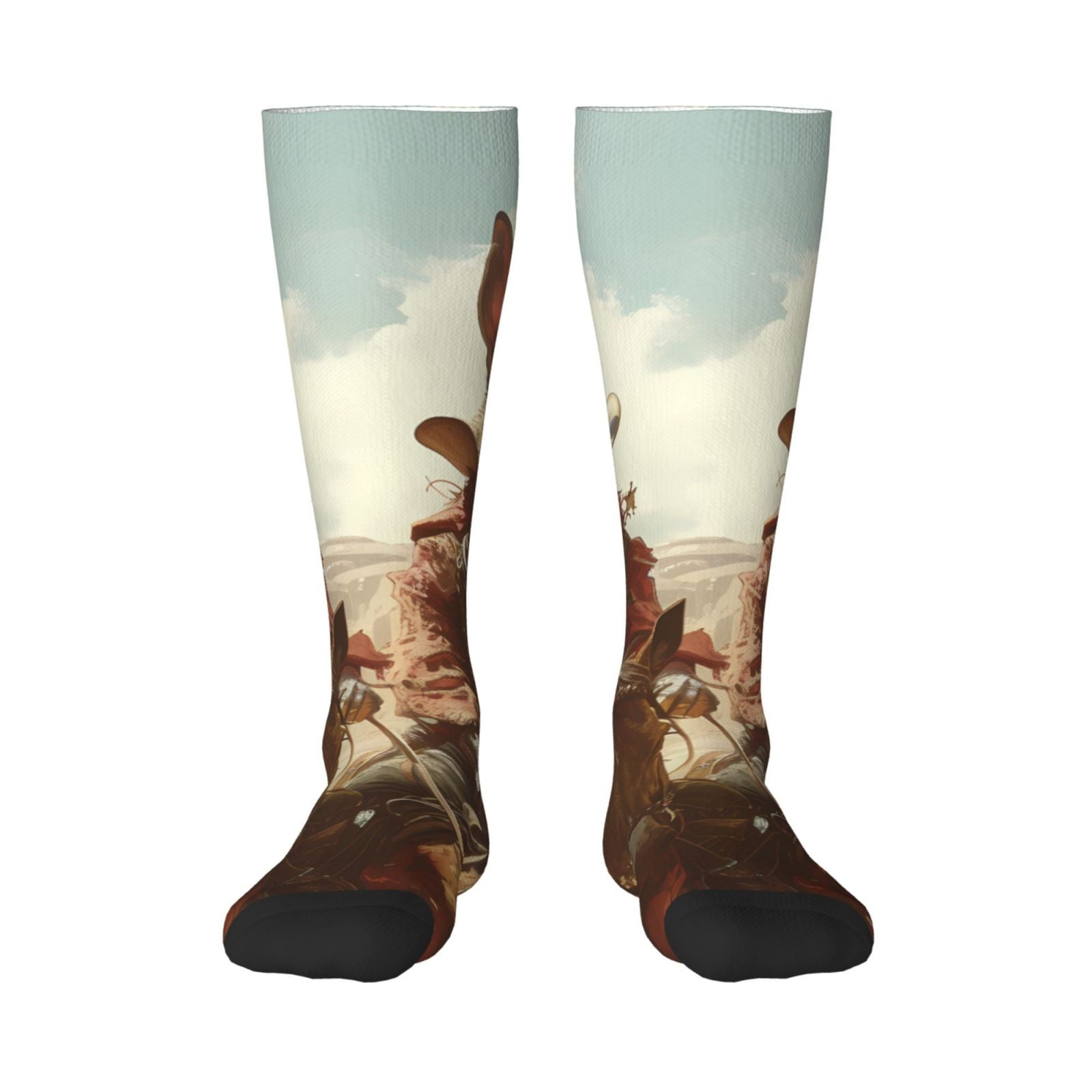 Naloa Western Rabbit Cowboy Thigh High Socks Extra Long Stretchy Sock ...